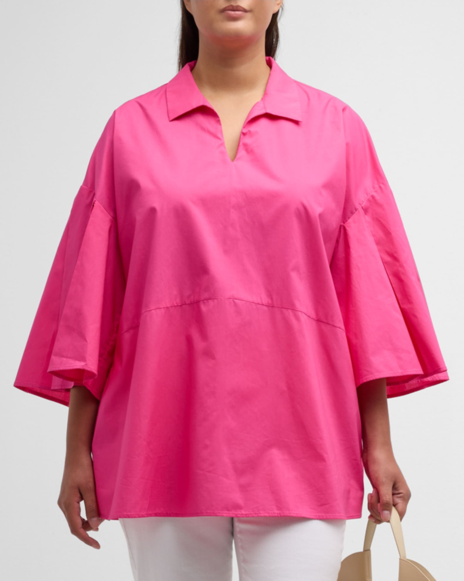 Harshman Plus Size Maureen Pleated Cotton Tunic | Neiman Marcus