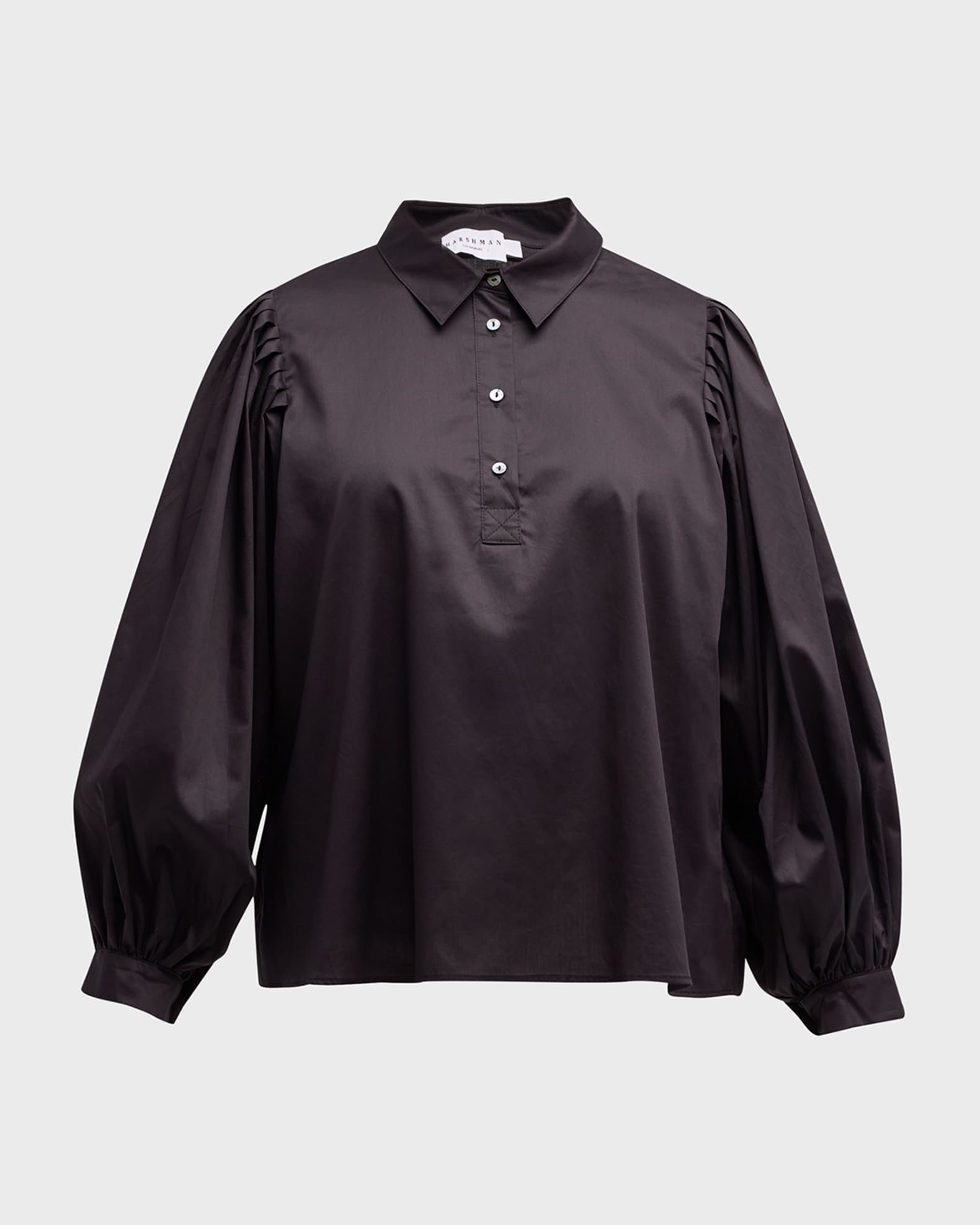 Harshman Plus Size Lois Blouson Sleeve Cotton Shirt Neiman Marcus