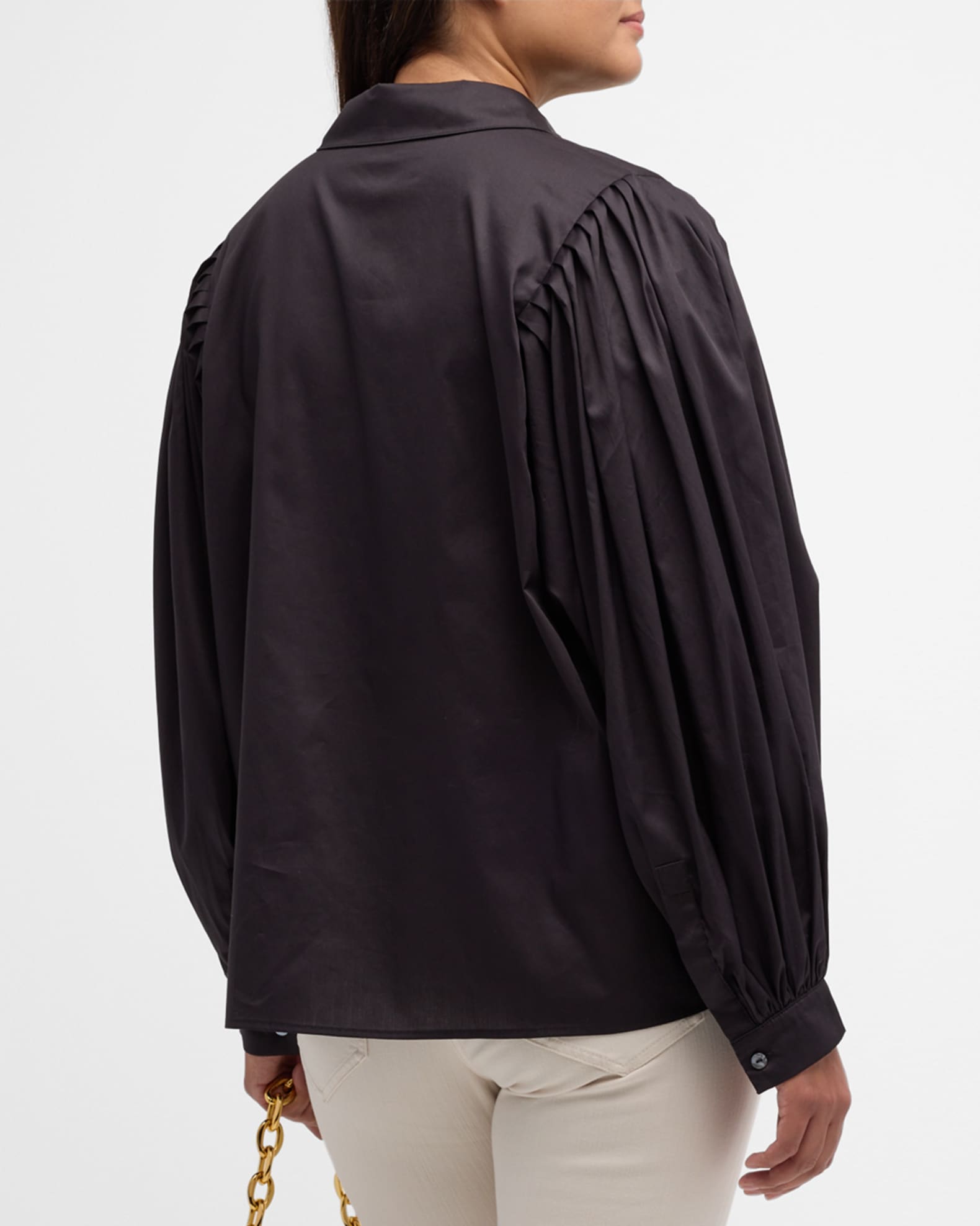 Harshman Plus Size Lois Blouson Sleeve Cotton Shirt Neiman Marcus