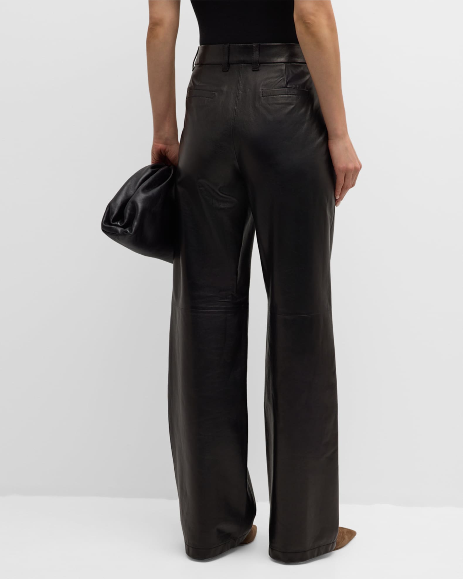 Lafayette 148 New York Sullivan Straight-Leg Nappa Leather Pants ...