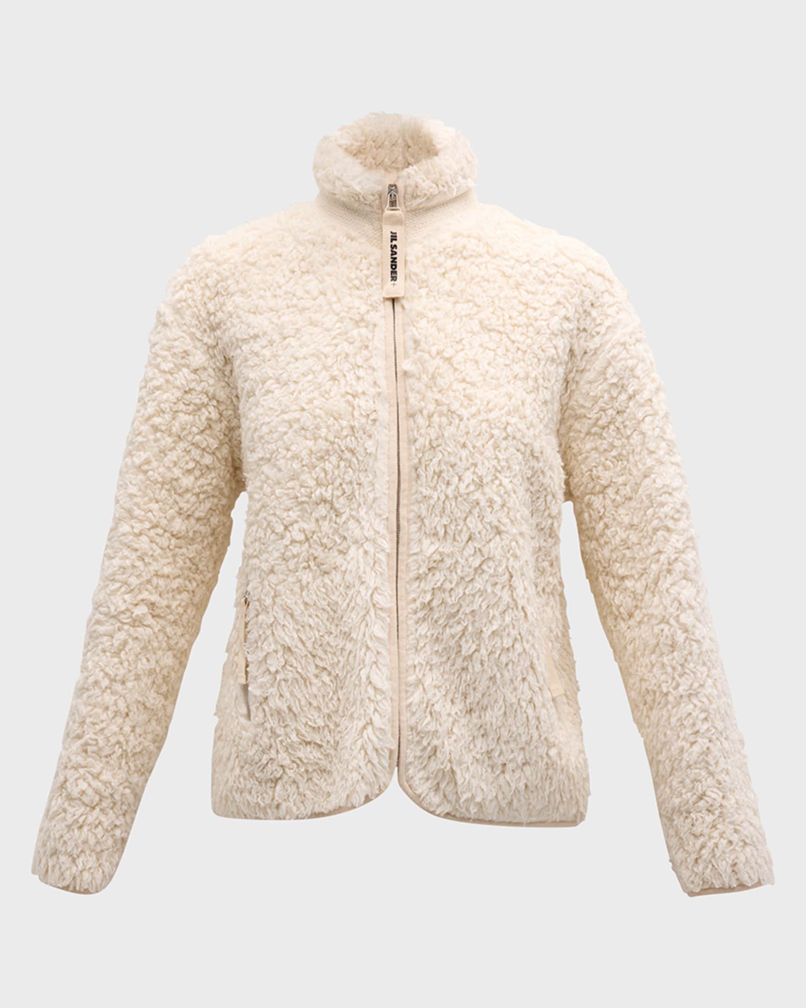 Jil Sander Cotton Teddy Zip Jacket | Neiman Marcus