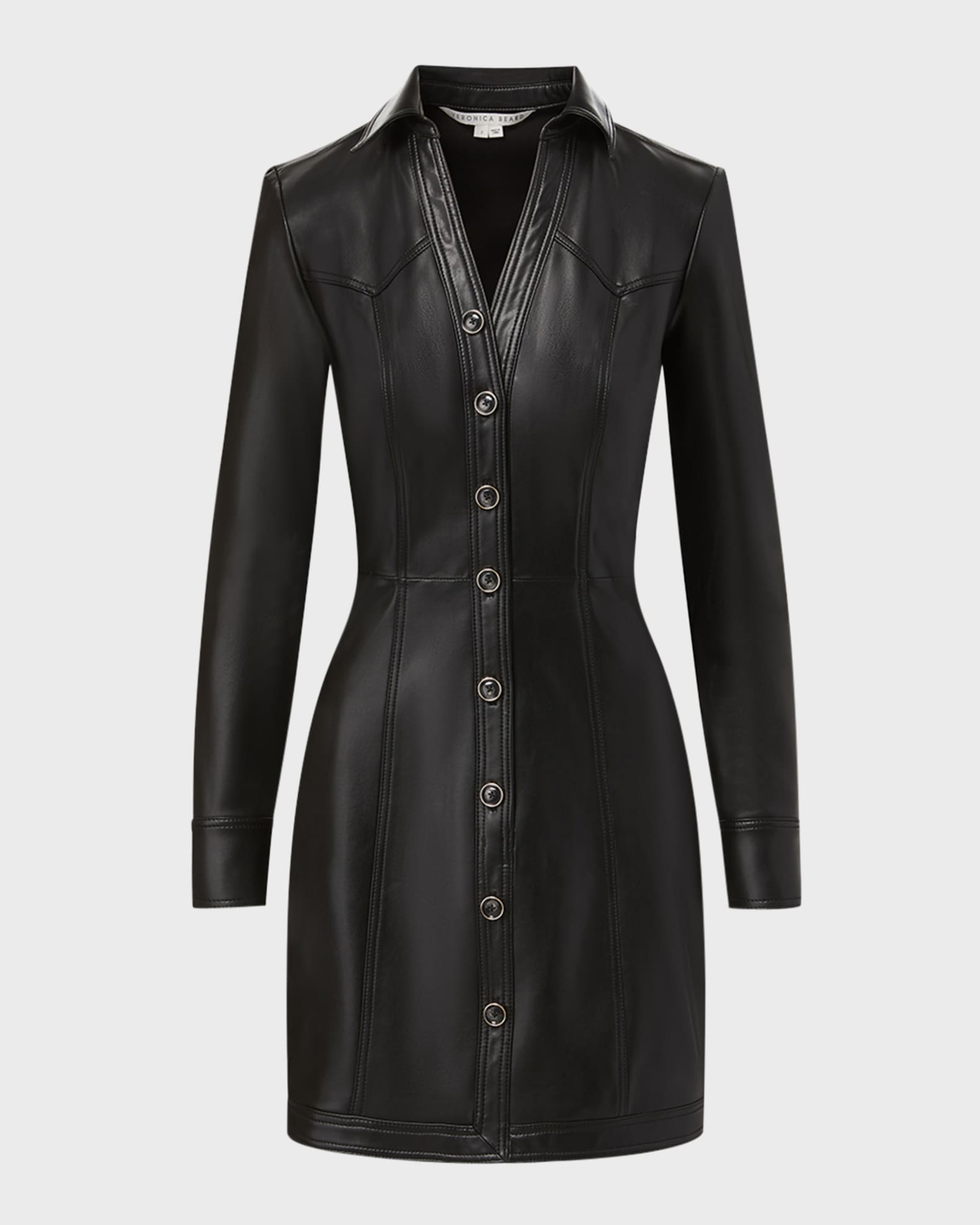 Veronica Beard Garrett Vegan Leather Mini Shirtdress | Neiman Marcus
