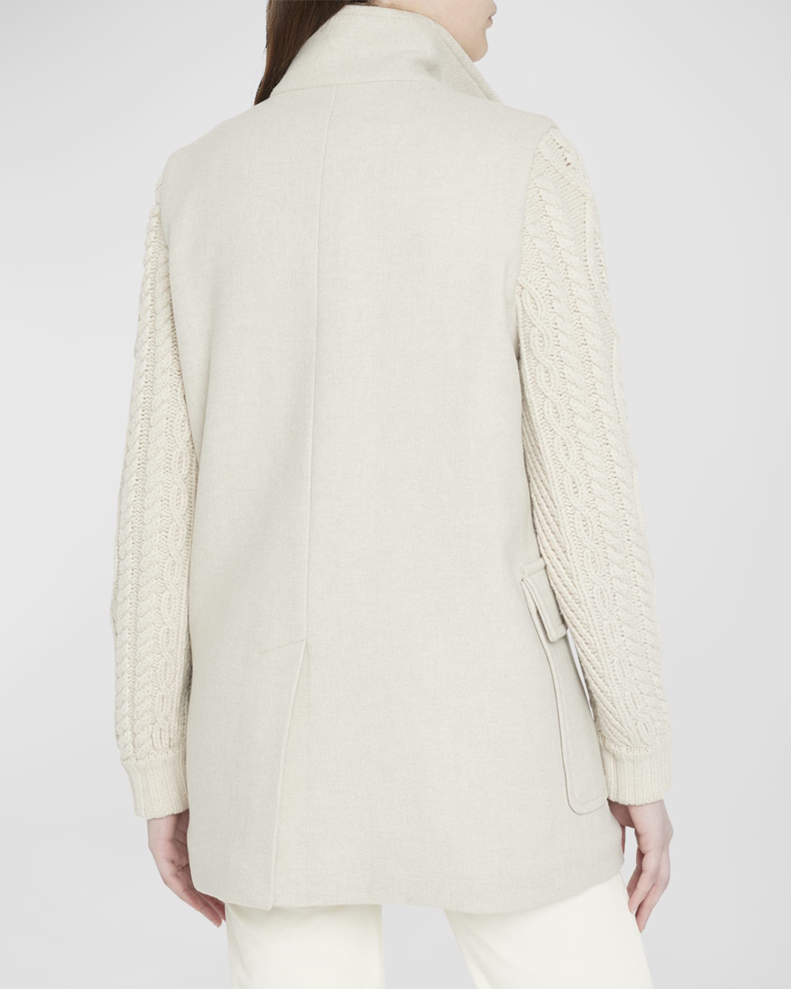 Veronica Beard Verona Cable-Knit Combo Jacket | Neiman Marcus