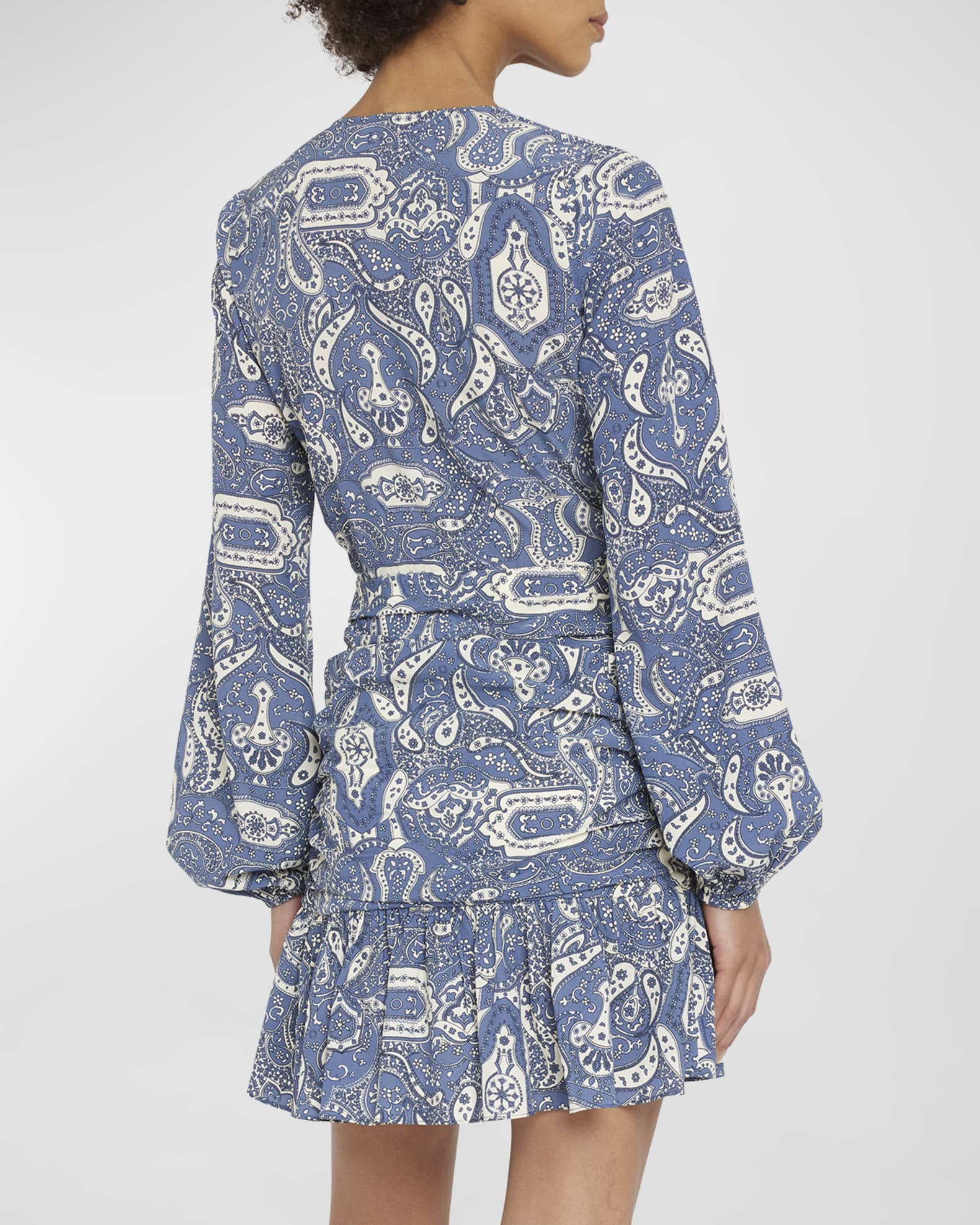 Veronica Beard Erinne Silk Paisley Long-Sleeve Mini Wrap Dress | Neiman ...