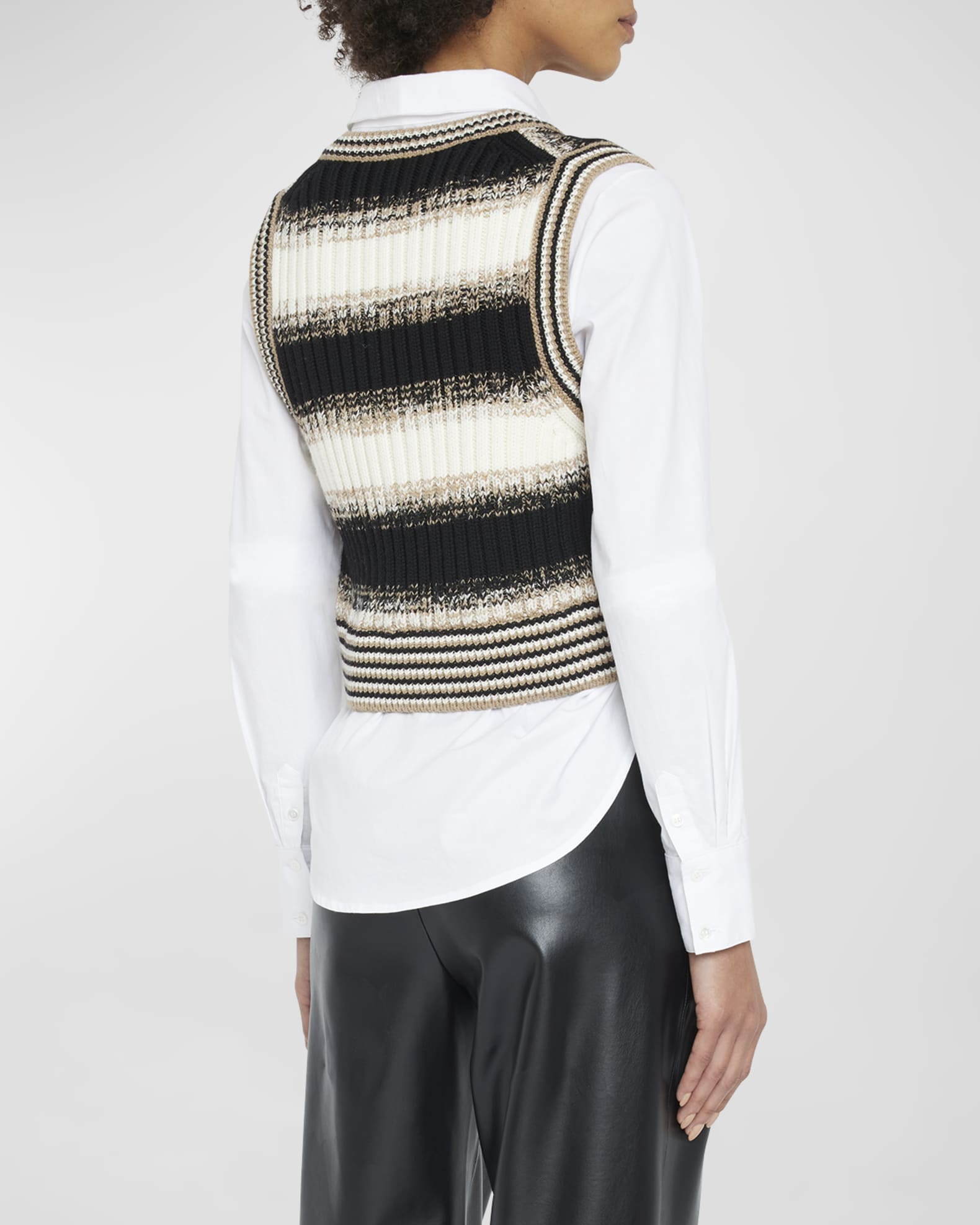 Veronica Beard Spear Mixed-Media Button-Front Vest Top | Neiman Marcus