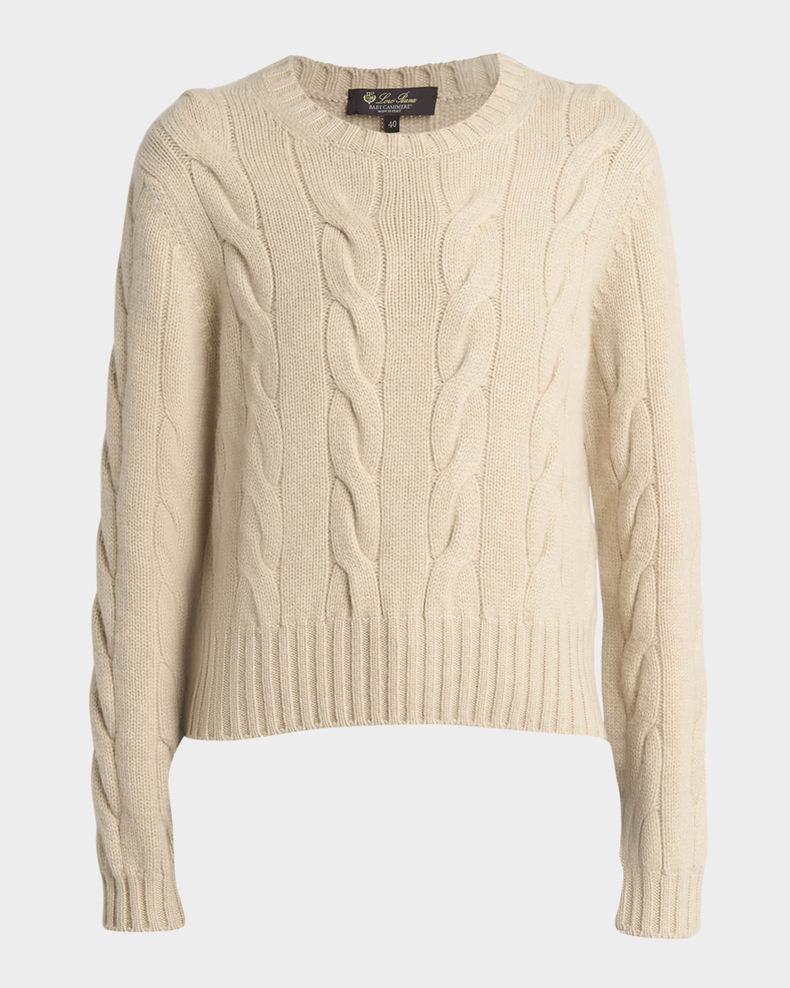 Loro Piana Napier Cashmere Cable-Knit Sweater | Neiman Marcus