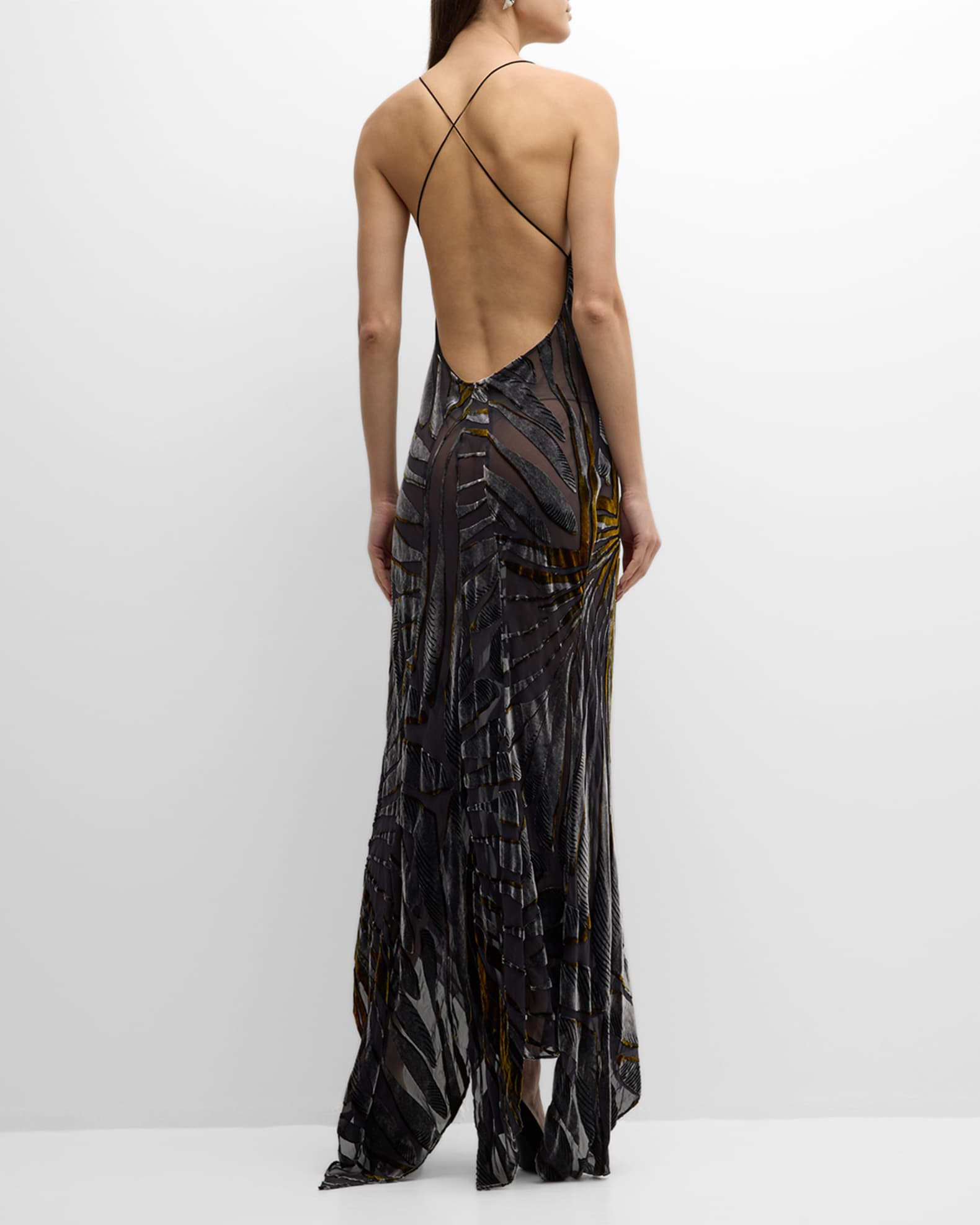 Roberto Cavalli Burnout Velvet Backless Sleeveless Maxi Dress | Neiman ...