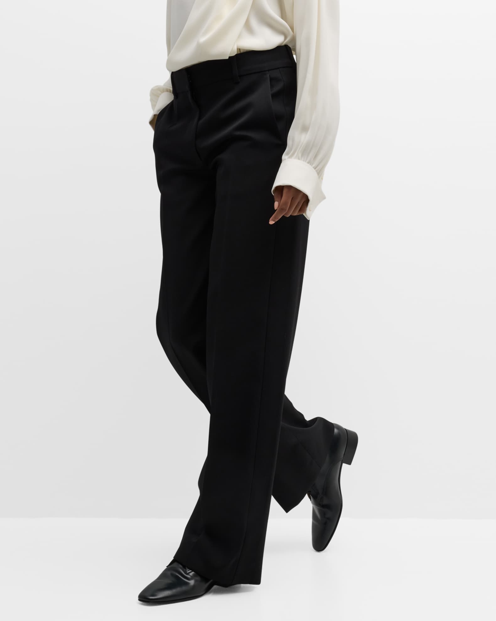 THE ROW Bremy Menswear-Inspired Wool Pants | Neiman Marcus