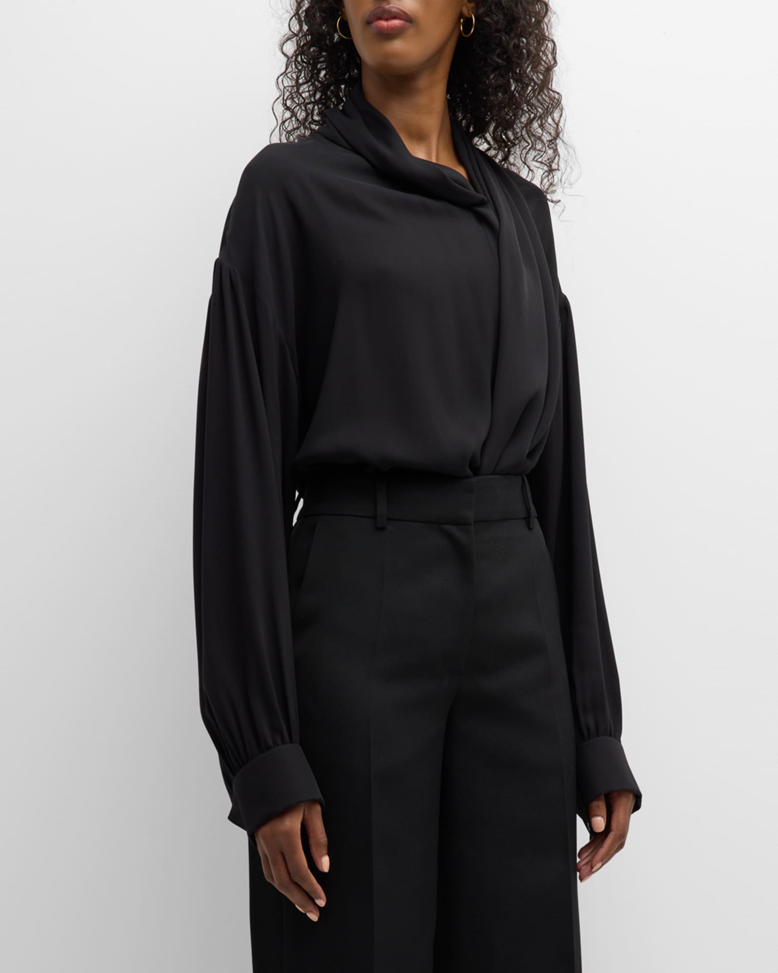 THE ROW Darnelle Silk Blouse with Neck Panel | Neiman Marcus