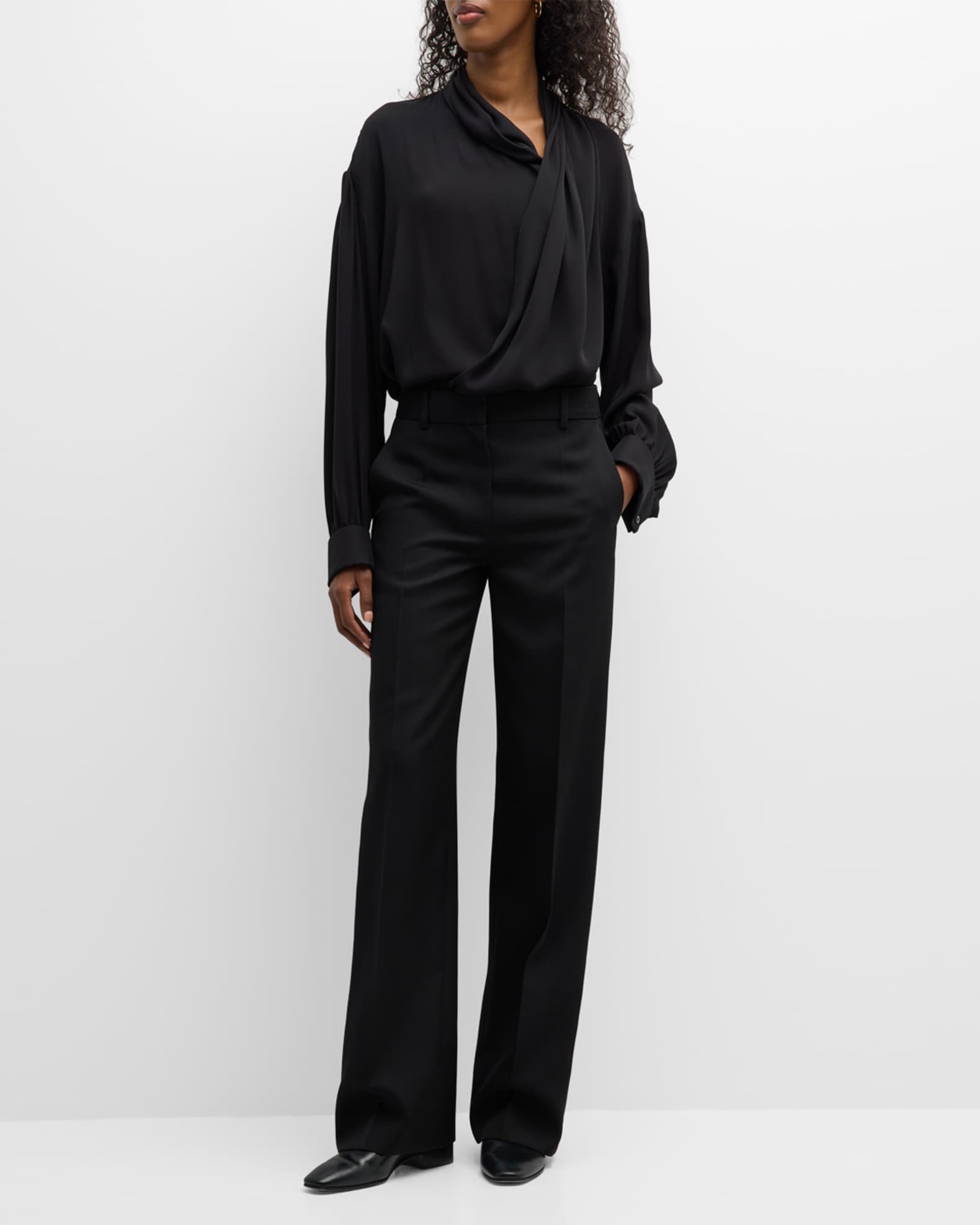 THE ROW Darnelle Silk Blouse with Neck Panel | Neiman Marcus