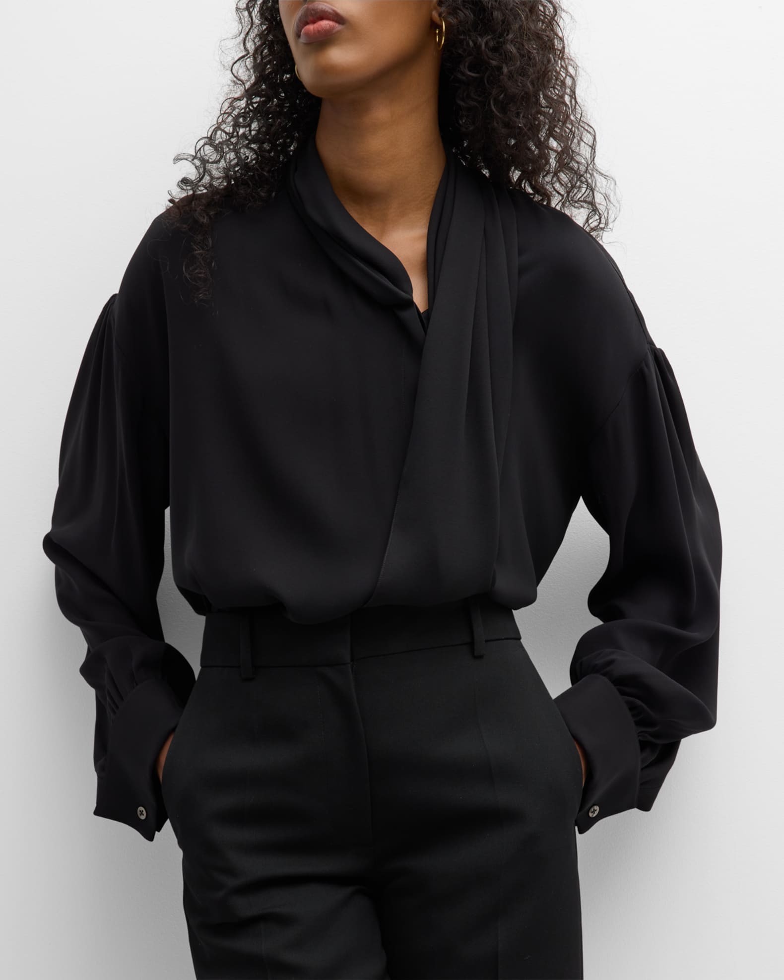 THE ROW Darnelle Silk Blouse with Neck Panel | Neiman Marcus