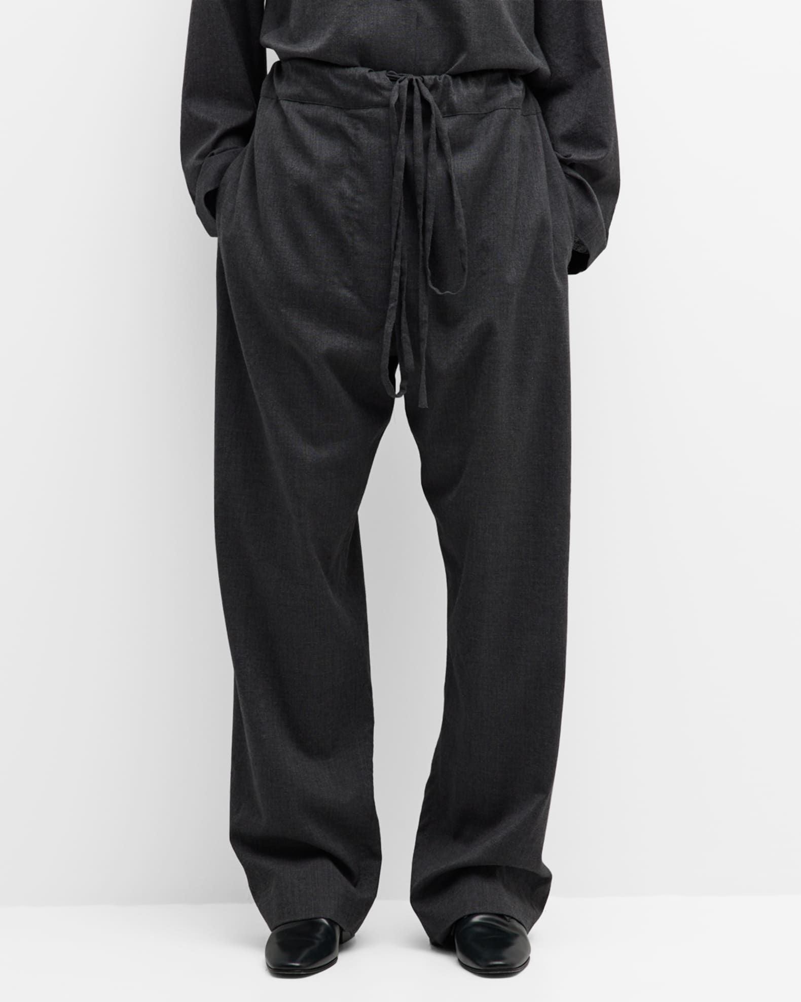 THE ROW Argent Drawstring Oversized Poplin Pants | Neiman Marcus