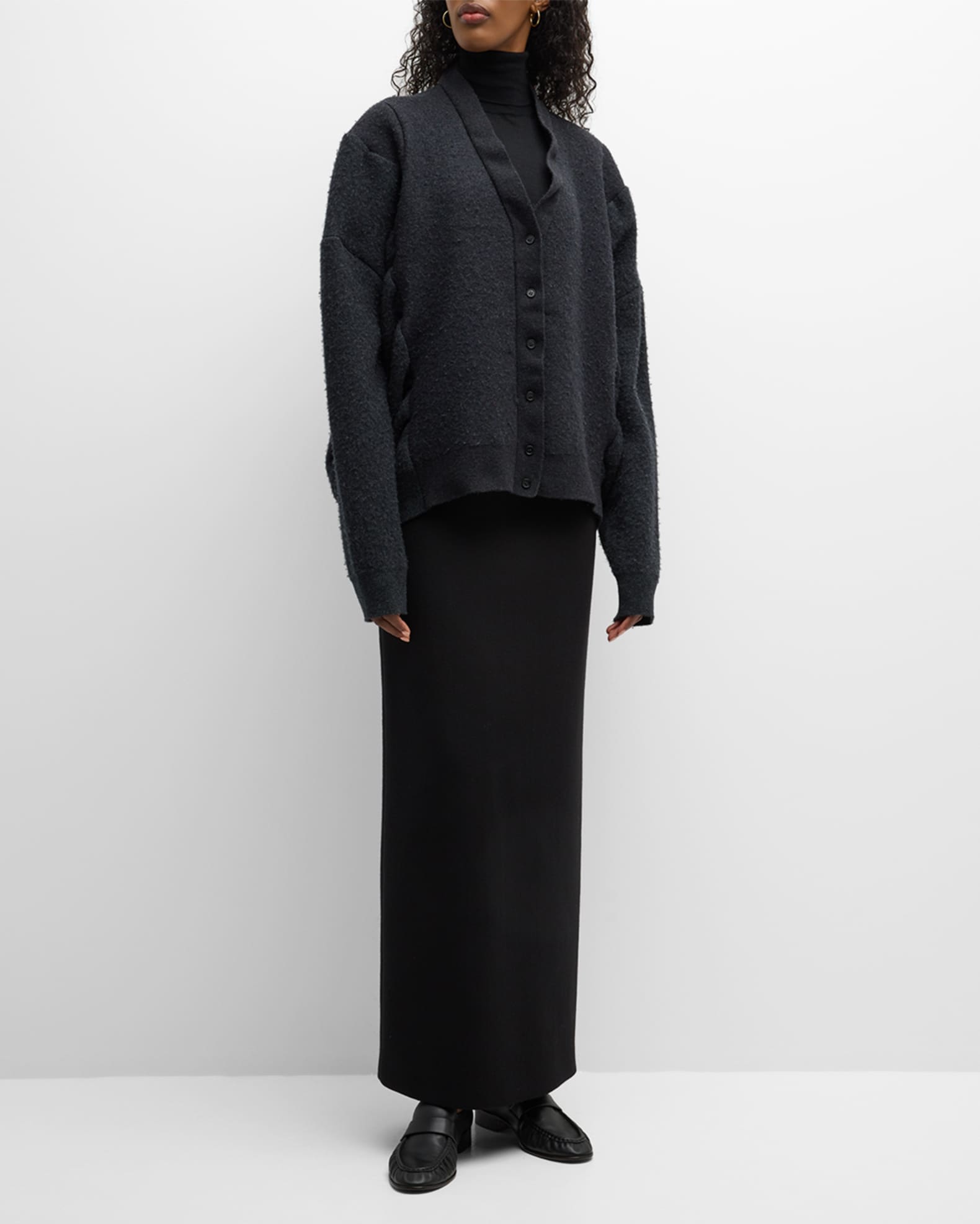 THE ROW Elsy Drop-Shoulder Wool Cardigan | Neiman Marcus