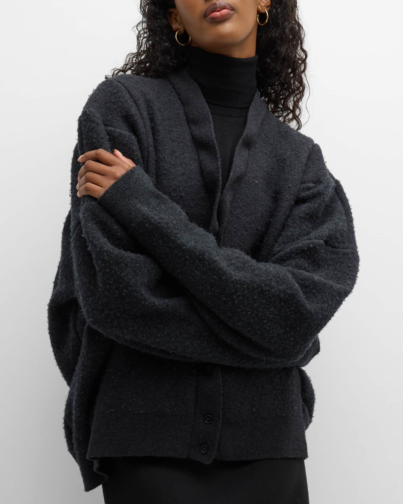 THE ROW Elsy Drop-Shoulder Wool Cardigan | Neiman Marcus