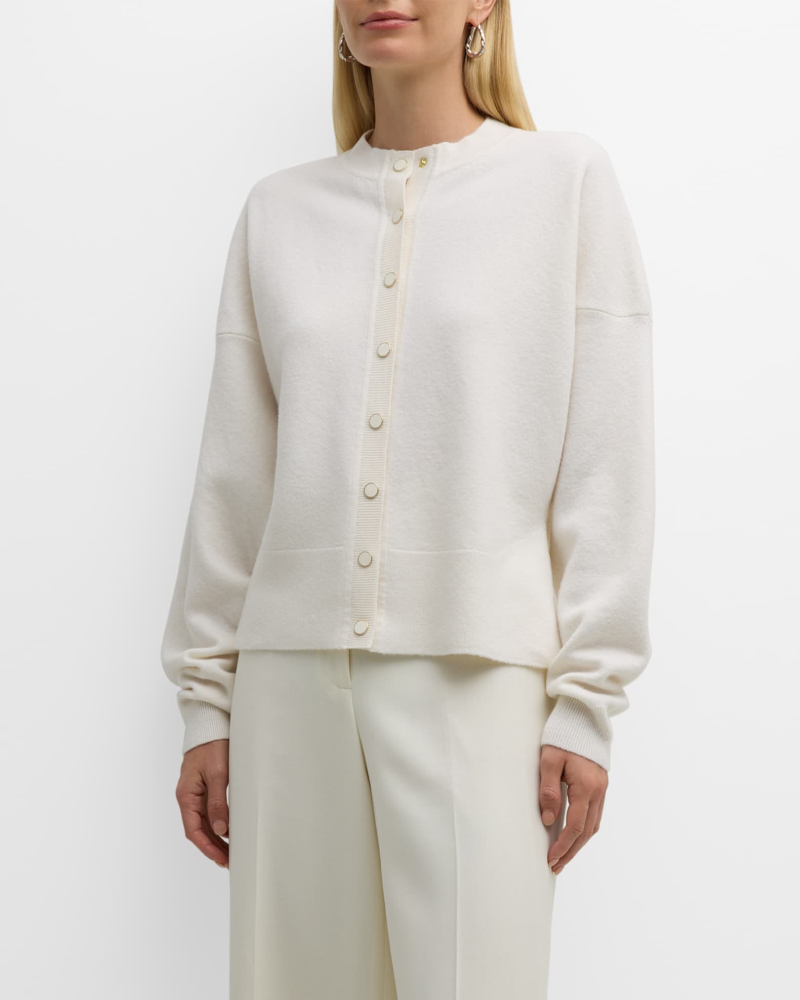 Lafayette 148 New York Snap-Front Wool Cardigan | Neiman Marcus
