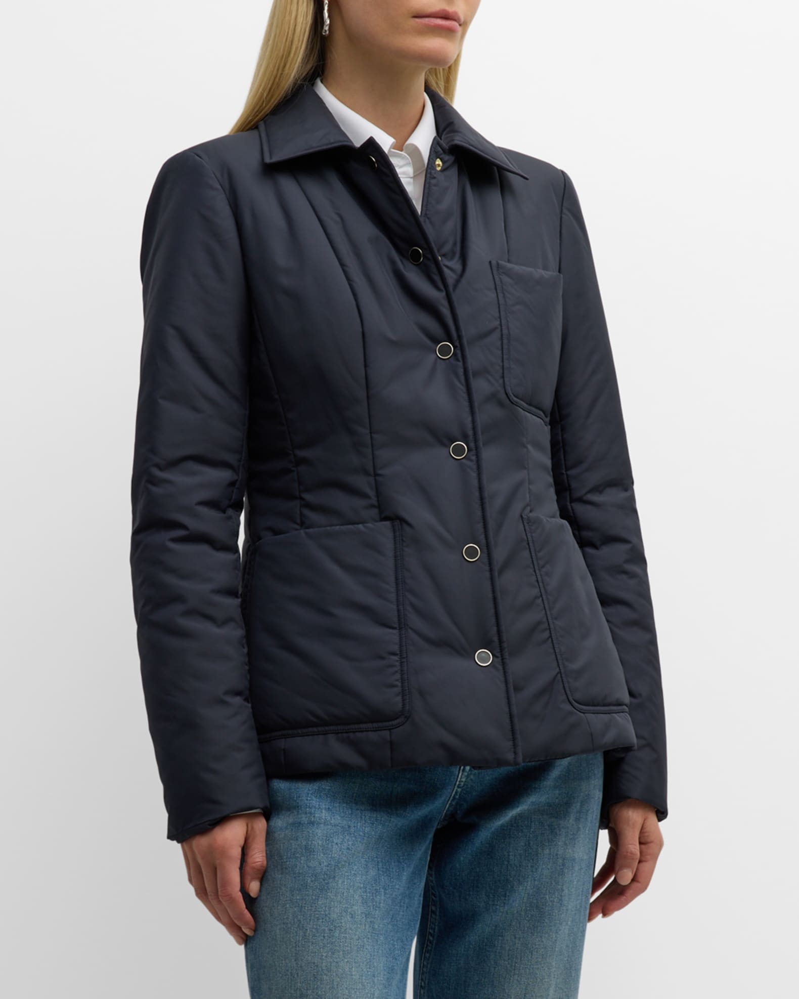 Lafayette 148 New York Multi-Seamed Snap-Front Jacket | Neiman Marcus