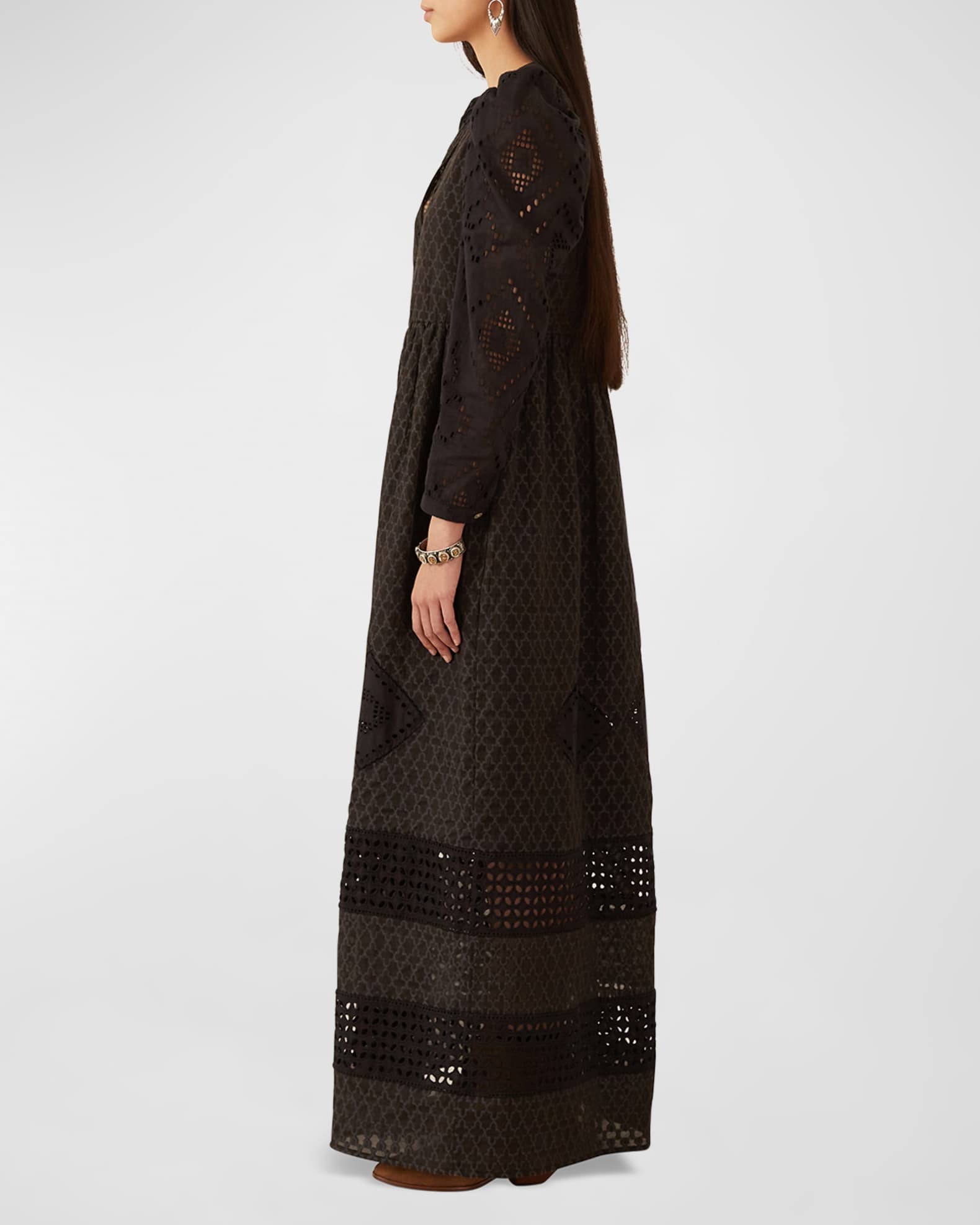 Alix of Bohemia Winifred Black Eyelet Maxi Dress | Neiman Marcus