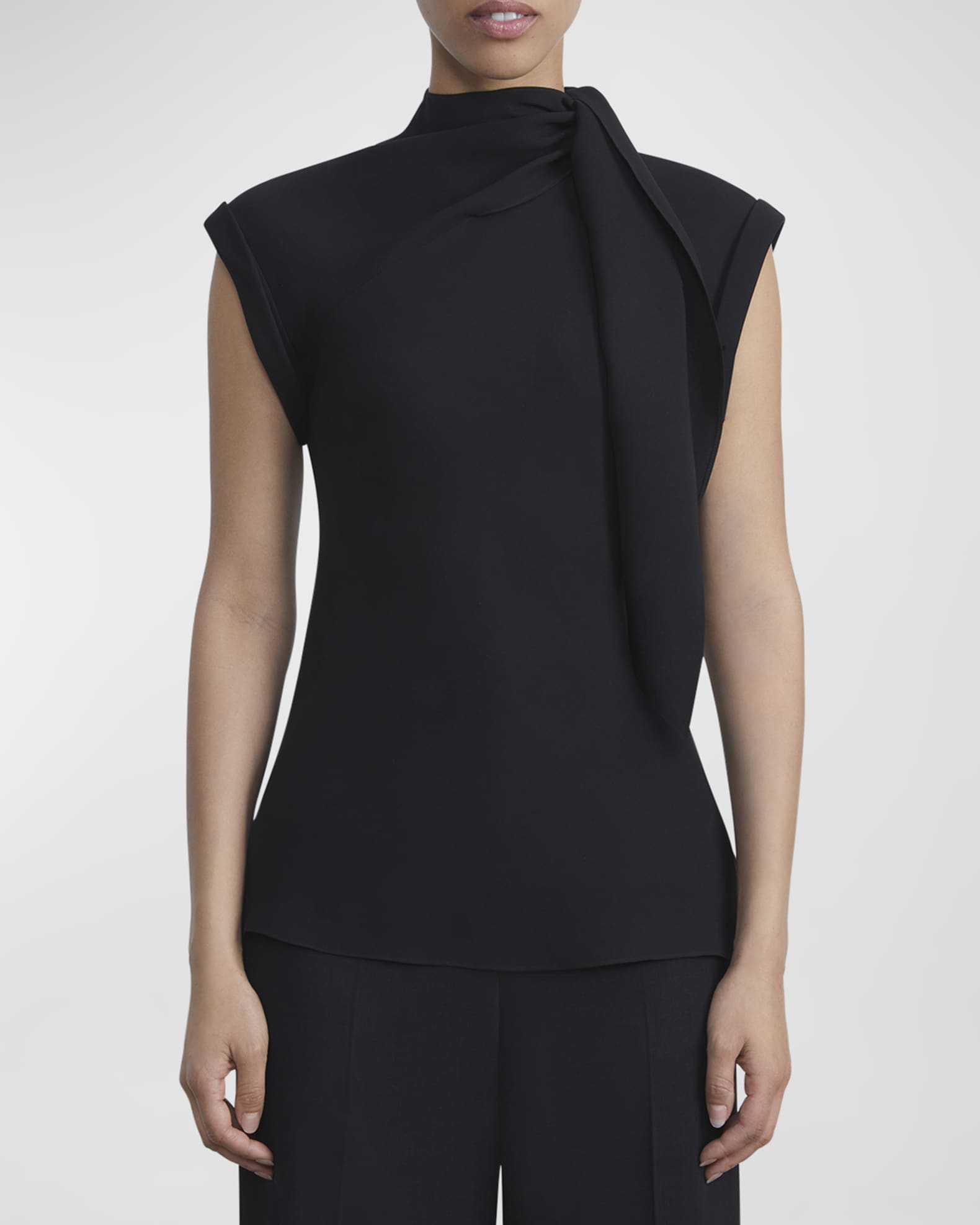 Lafayette 148 New York Draped Cap-Sleeve Silk Blouse | Neiman Marcus