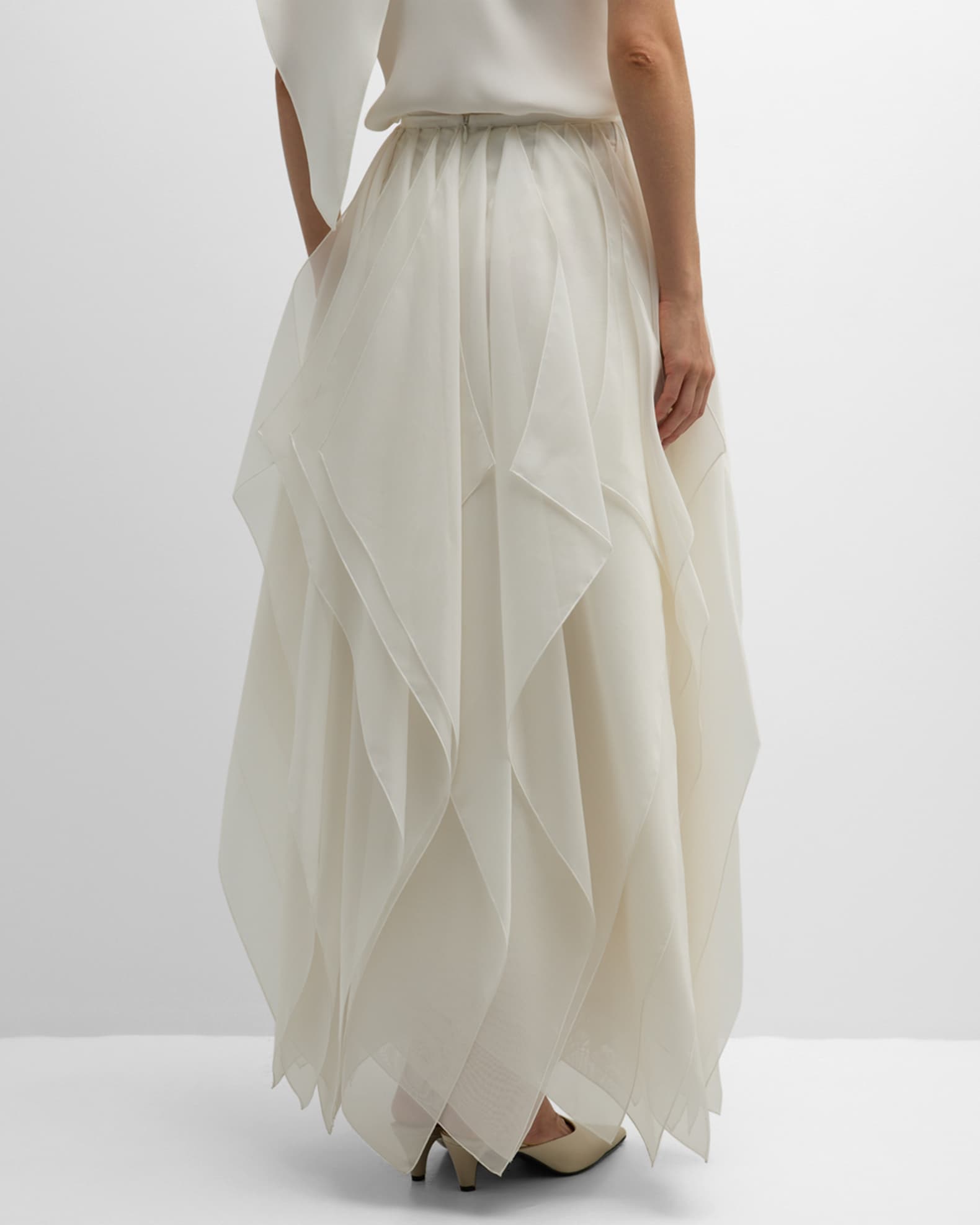 Lafayette 148 New York Draped Cap-Sleeve Silk Blouse | Neiman Marcus