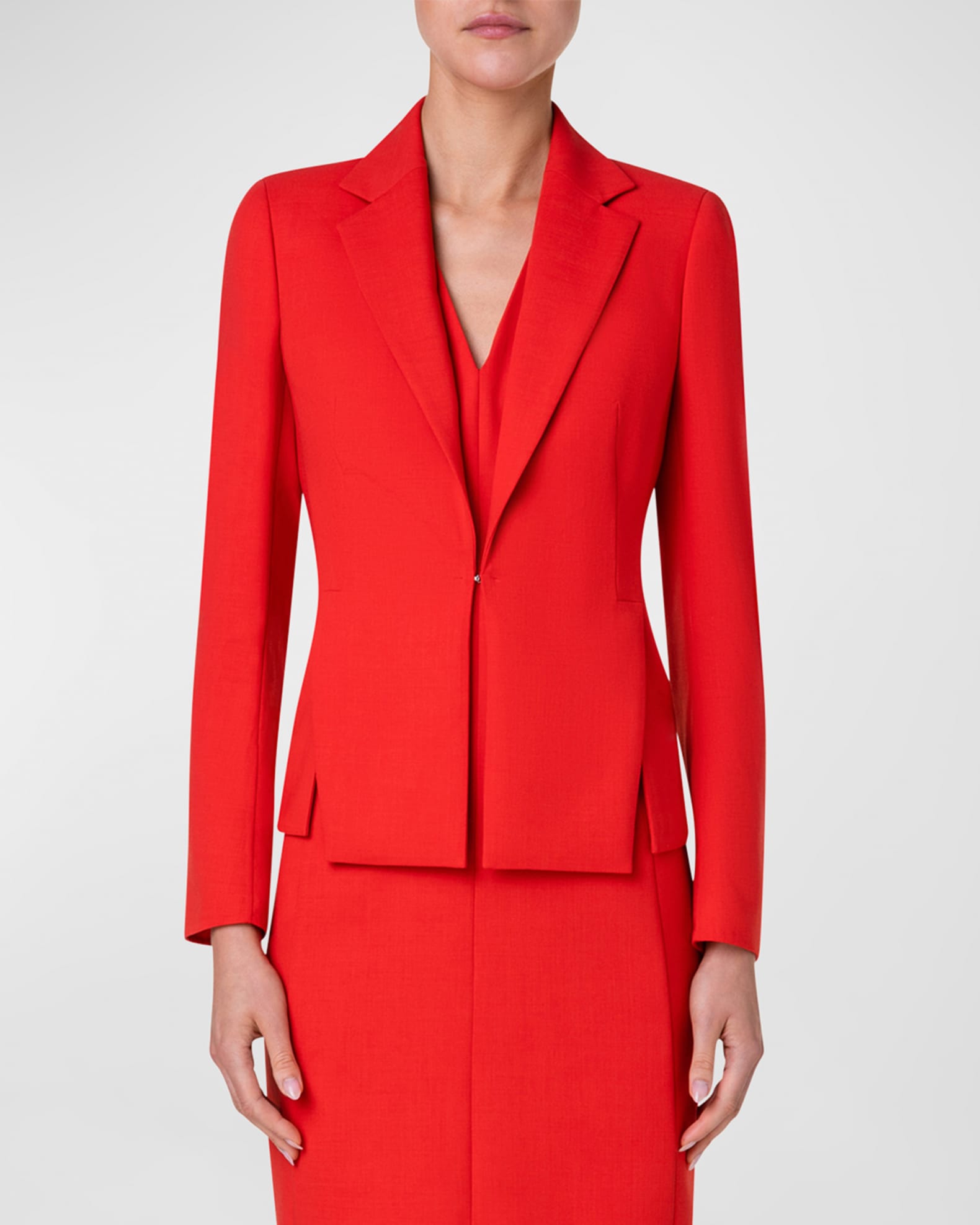 Akris Slits-Hem Single-Breasted Wool Double-Face Jacket | Neiman Marcus