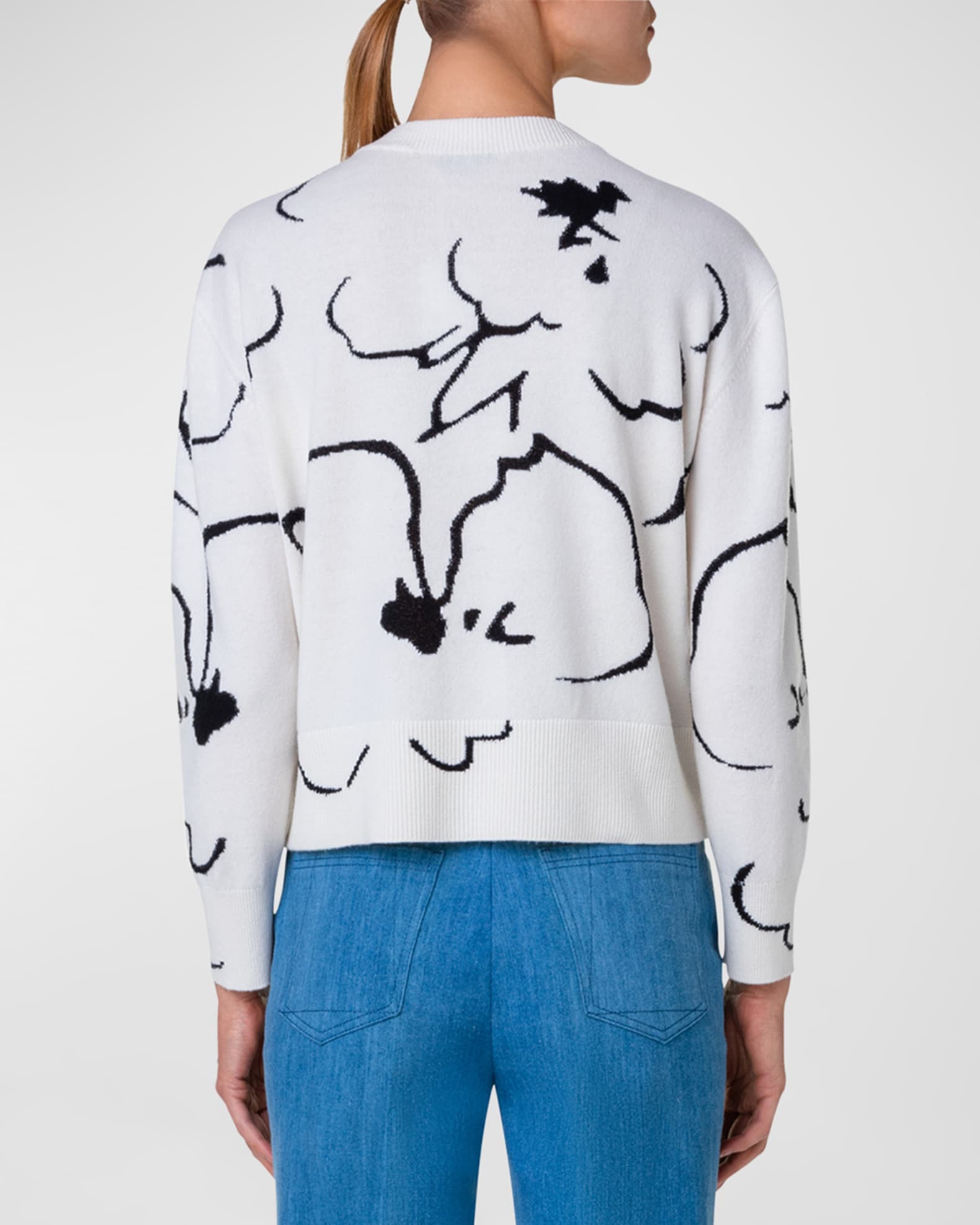 Akris Sketched Abraham Flower Intarsia Cashmere Sweater | Neiman Marcus