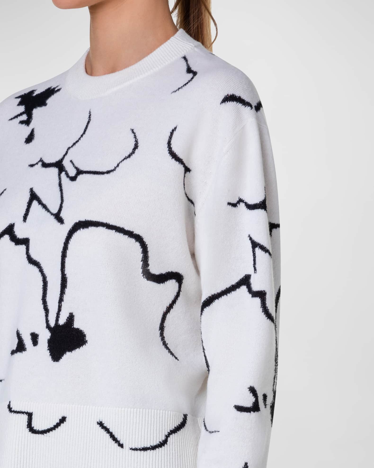 Akris Sketched Abraham Flower Intarsia Cashmere Sweater | Neiman Marcus