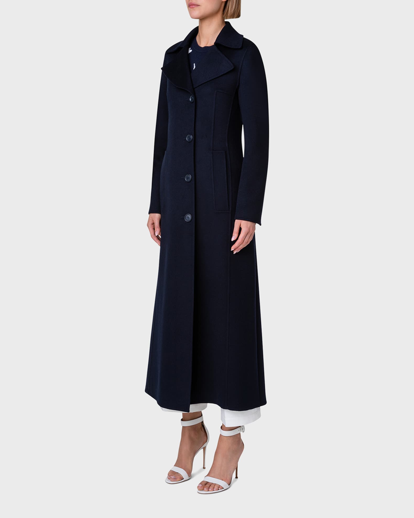 Akris Cashmere Double-Face Single-Breasted Long Coat | Neiman Marcus