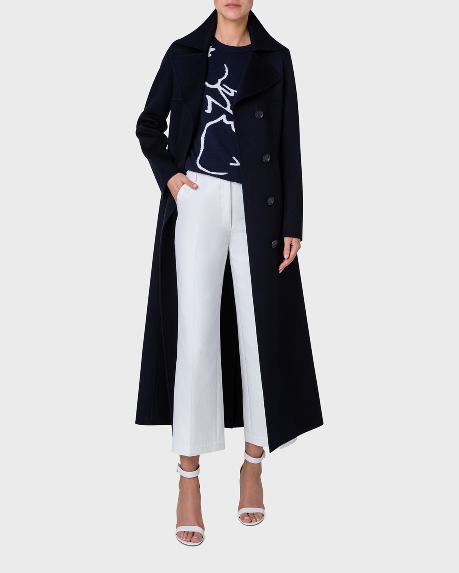 Akris Cashmere Double-Face Single-Breasted Long Coat | Neiman Marcus