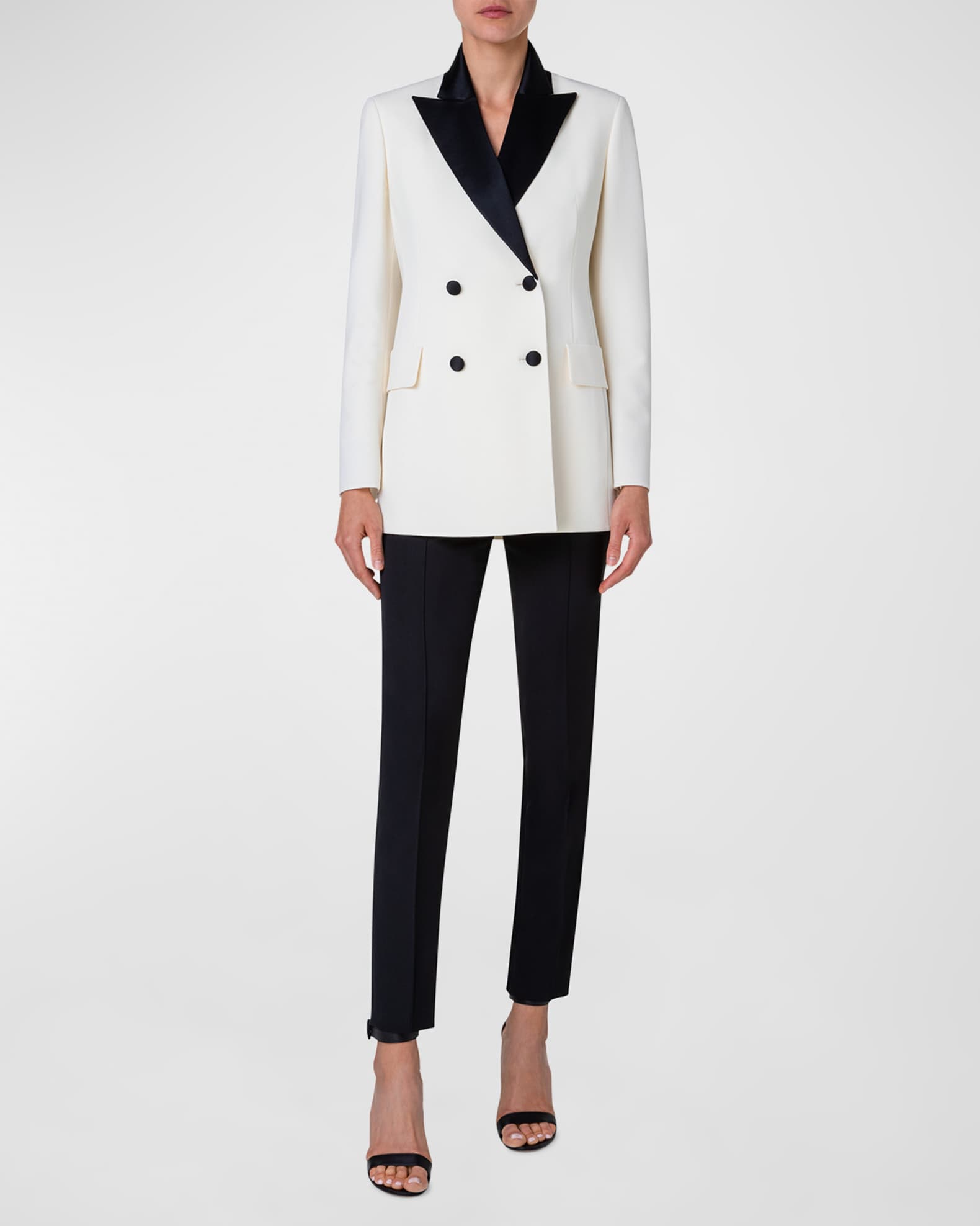 Akris Double-Face Wool Tuxedo Jacket with Contrast Satin Lapel | Neiman Marcus