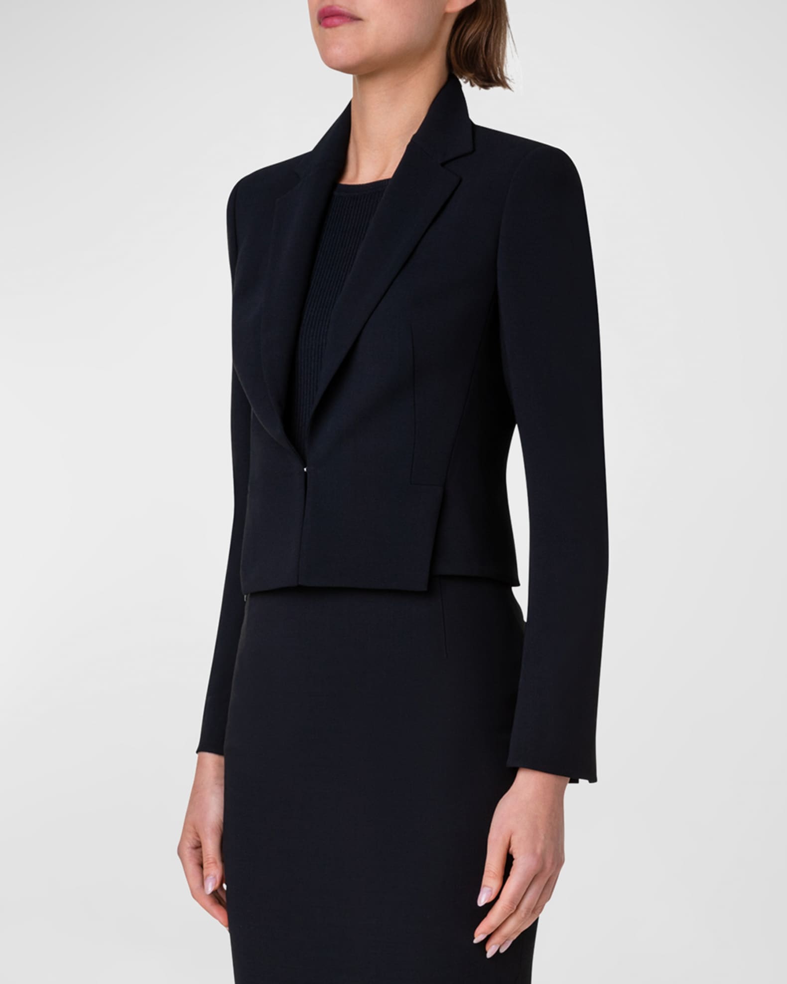 Akris Single-Breasted Slits-Hem Wool Double-Face Crop Jacket | Neiman ...