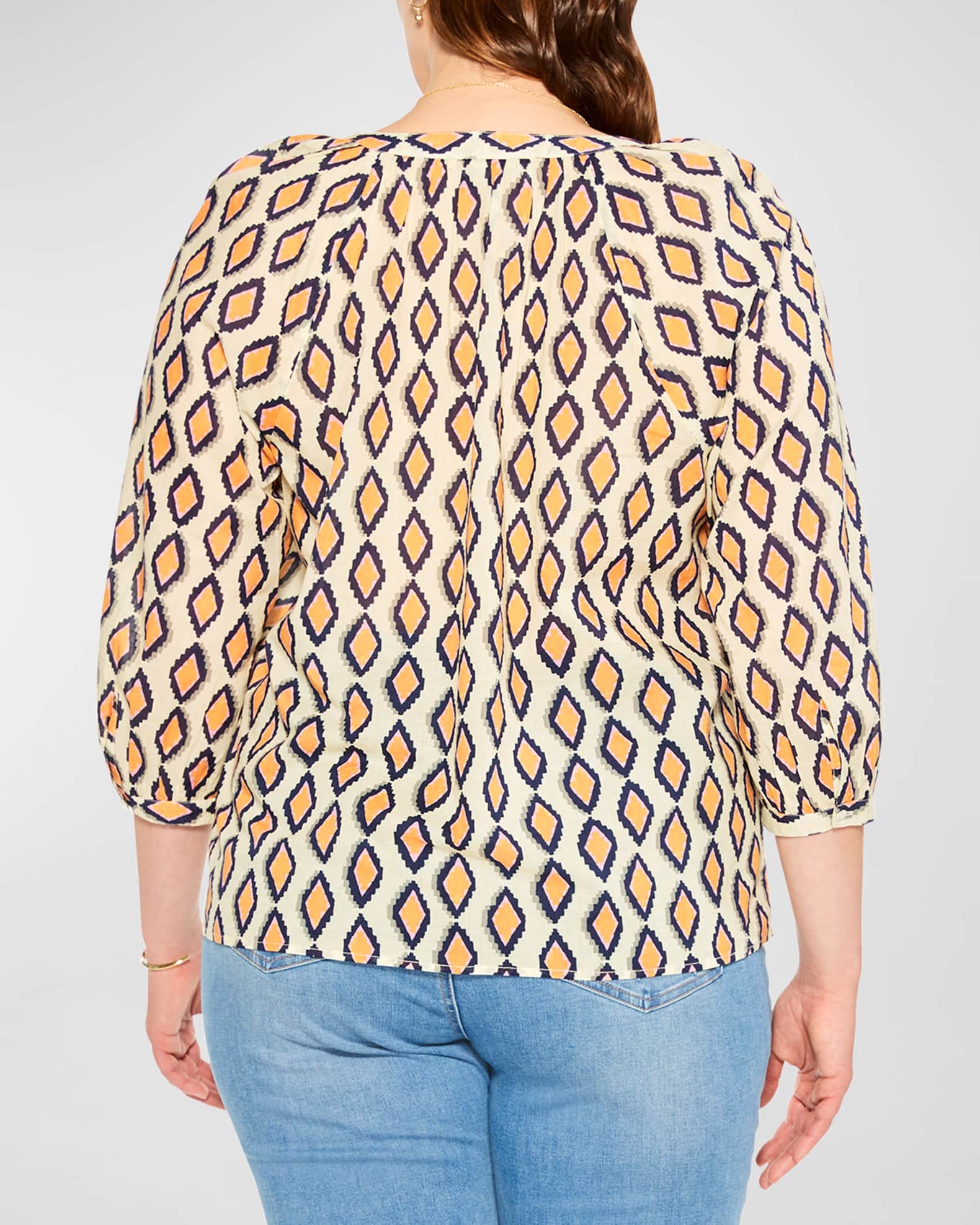 NIC+ZOE Plus Size Falling Diamonds Button-Down Top | Neiman Marcus