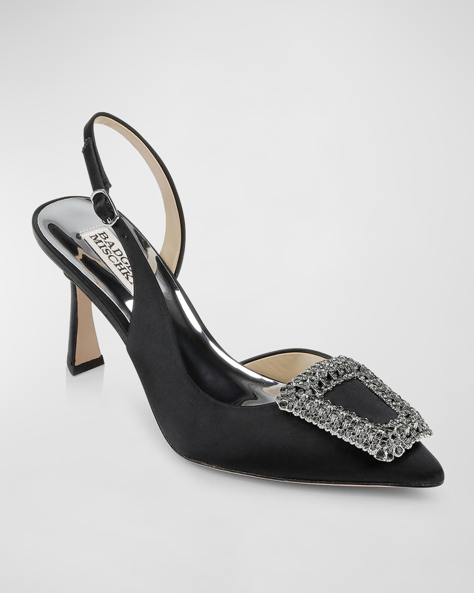 Badgley Mischka Enida Satin Buckle Slingback Pumps | Neiman Marcus