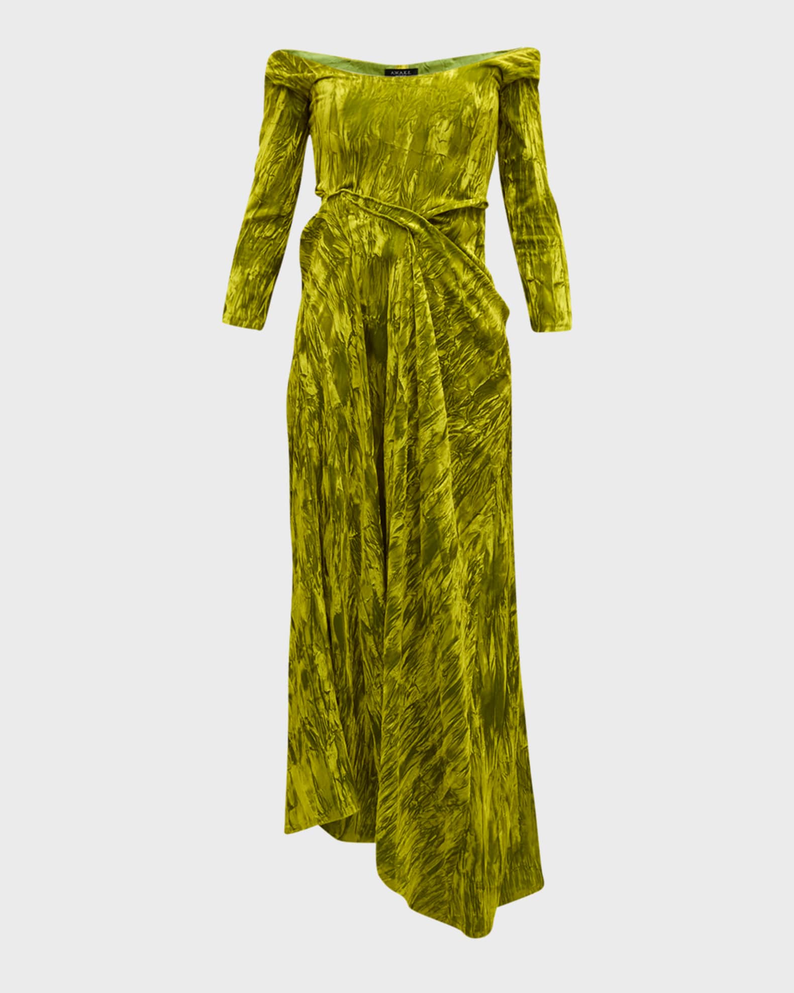 A.W.A.K.E. MODE Draped Velvet Off-The-Shoulder Dress | Neiman Marcus