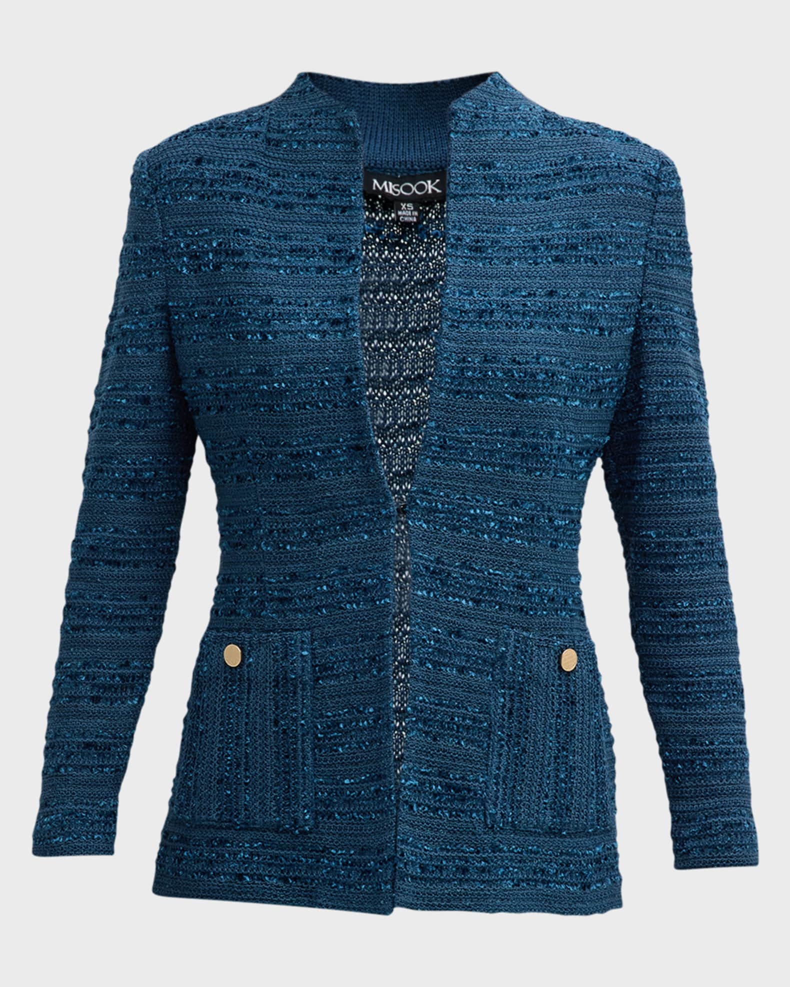 Misook Tailored Tweed Knit Jacket | Neiman Marcus
