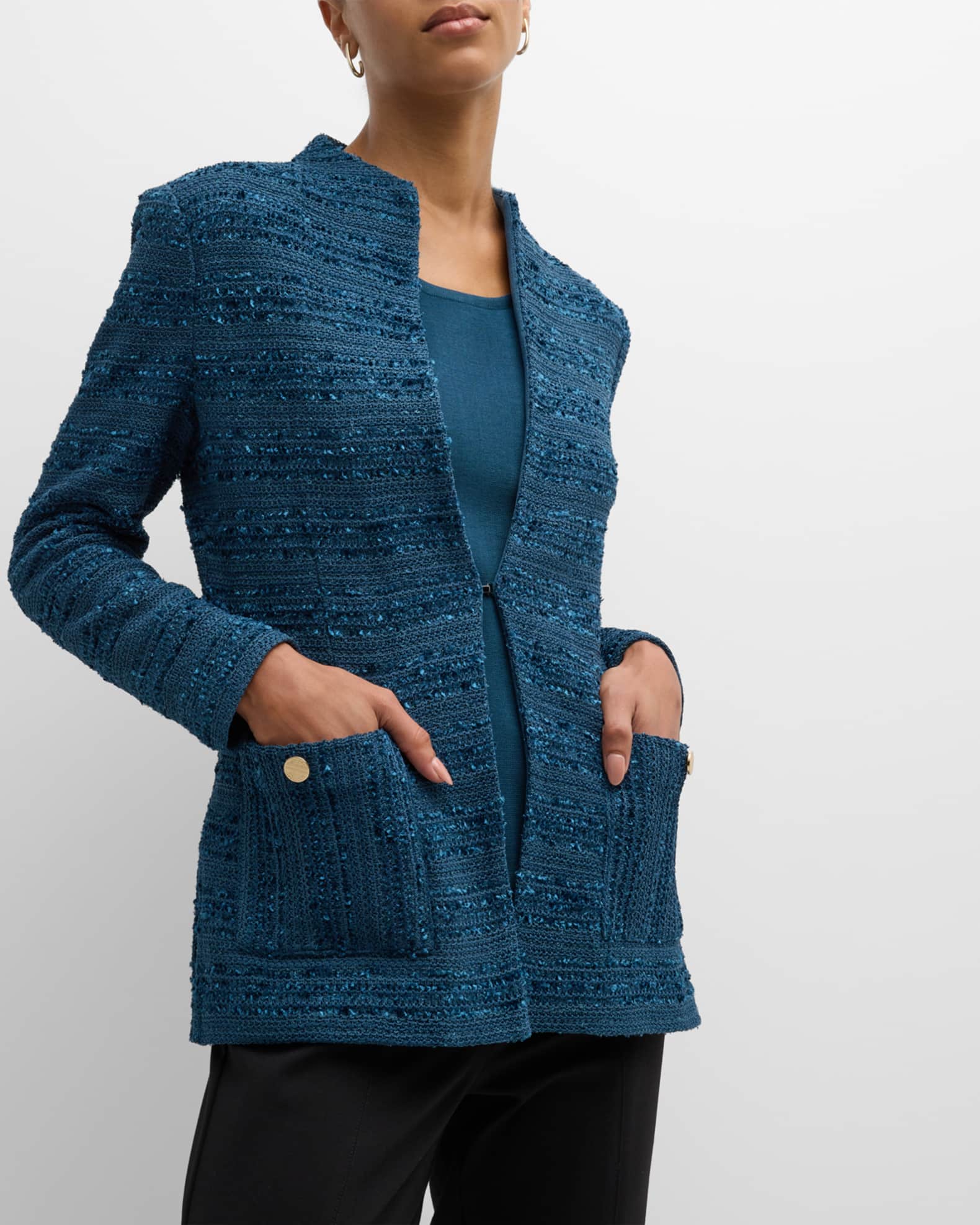 Misook Tailored Tweed Knit Jacket | Neiman Marcus