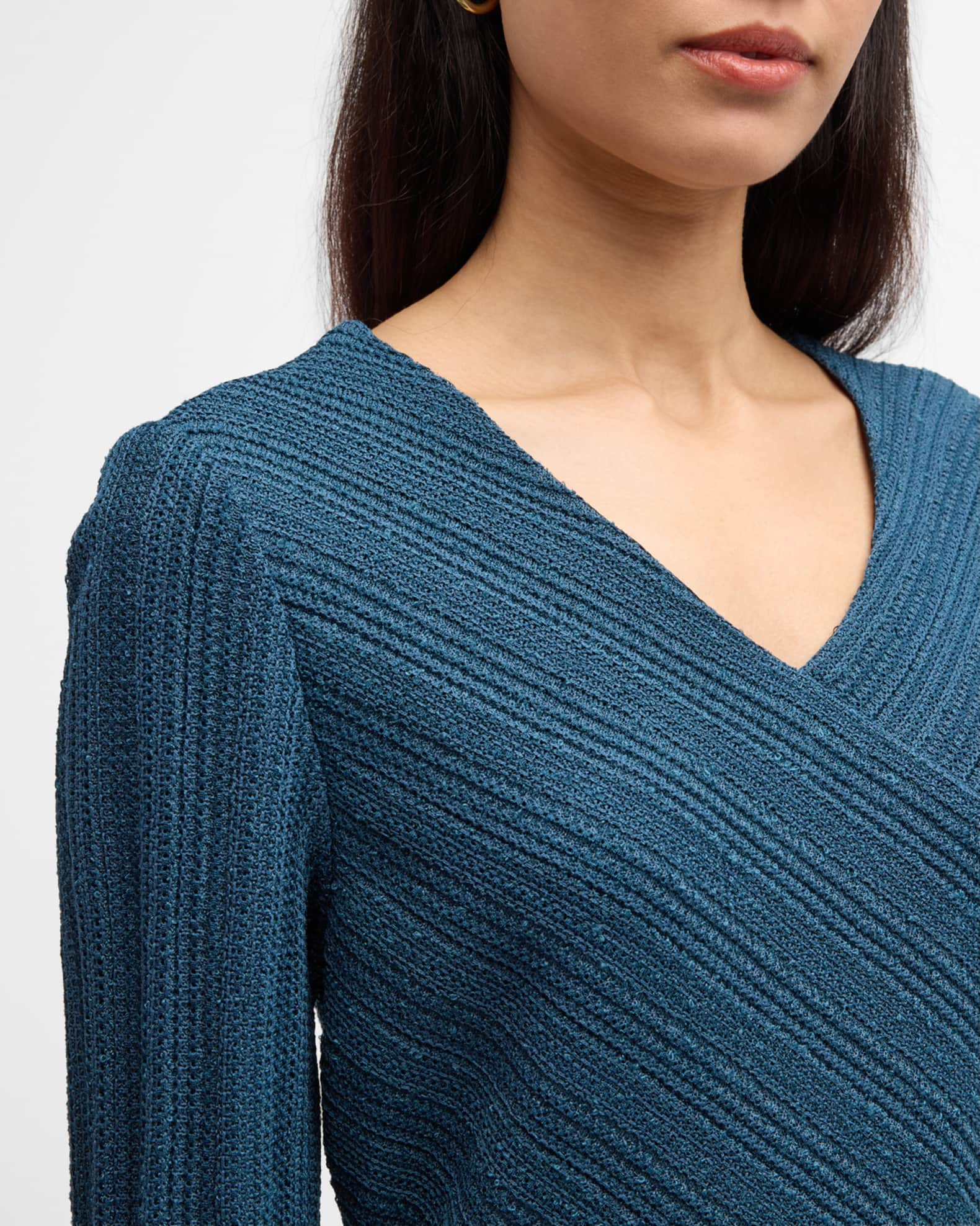 Misook Textural Striped Knit Midi Dress | Neiman Marcus