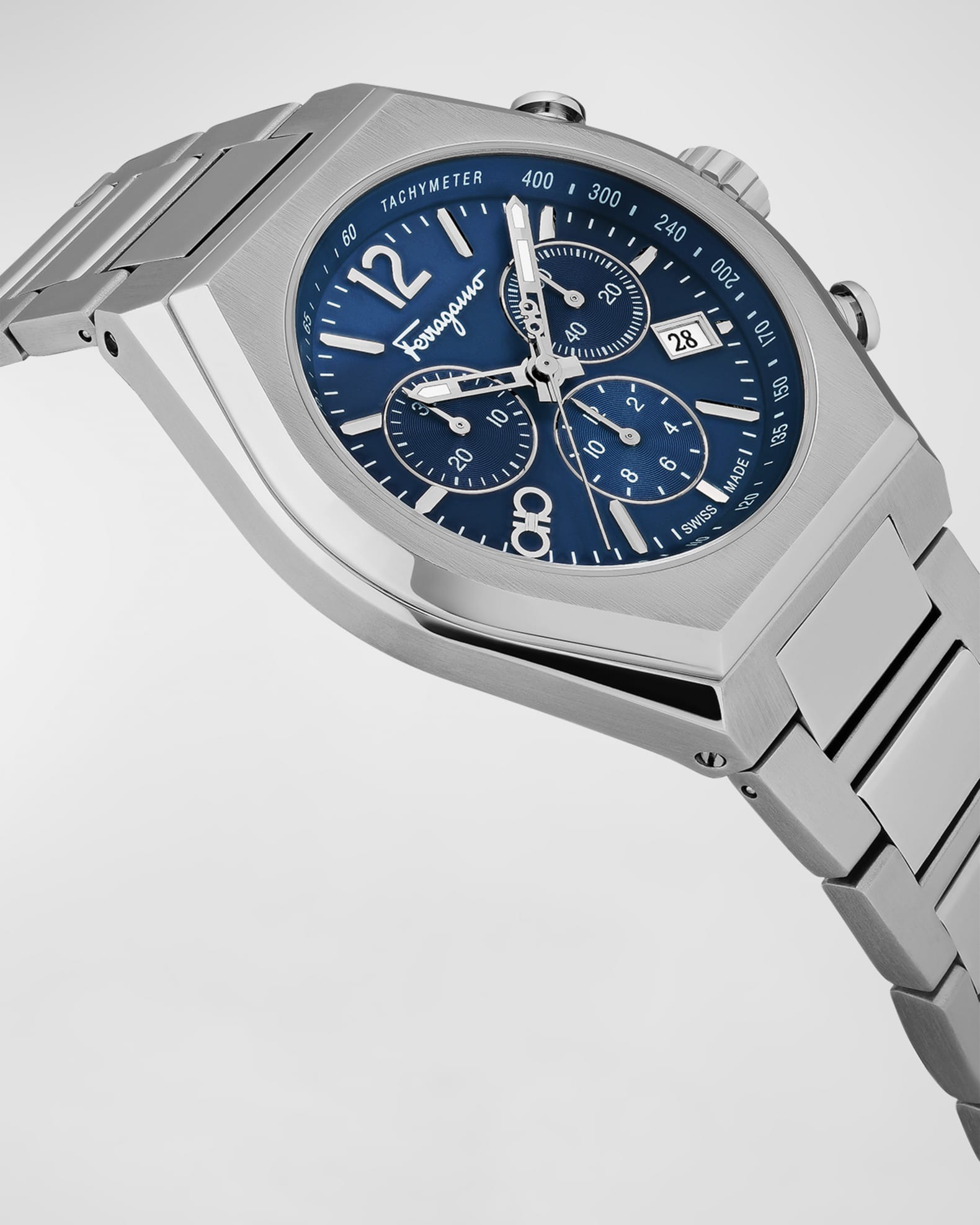 Ferragamo Men's 42mm Tonneau Chronograph Watch with Bracelet Strap ...