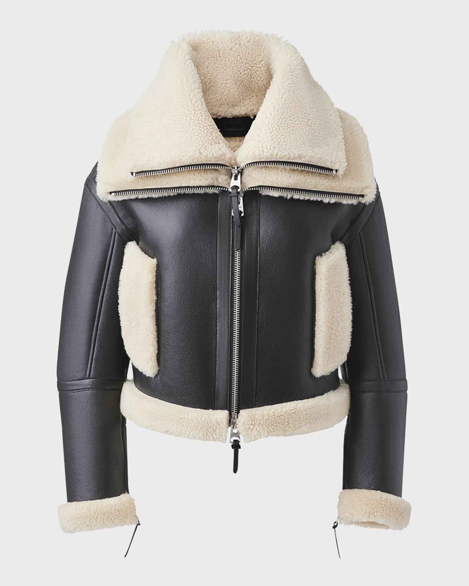 Mackage Penelopa Double Collar Leather Jacket with Shearling Lining ...