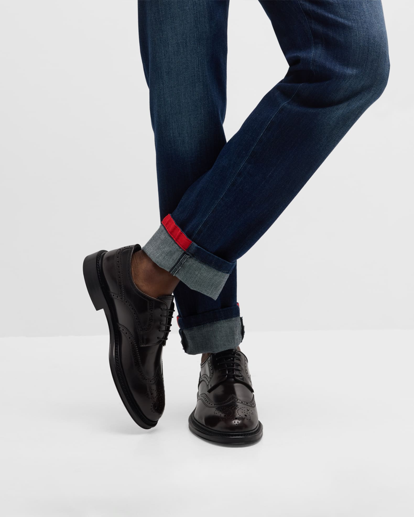 Kiton Men's Wingtip Brogue Leather Derby Shoes | Neiman Marcus