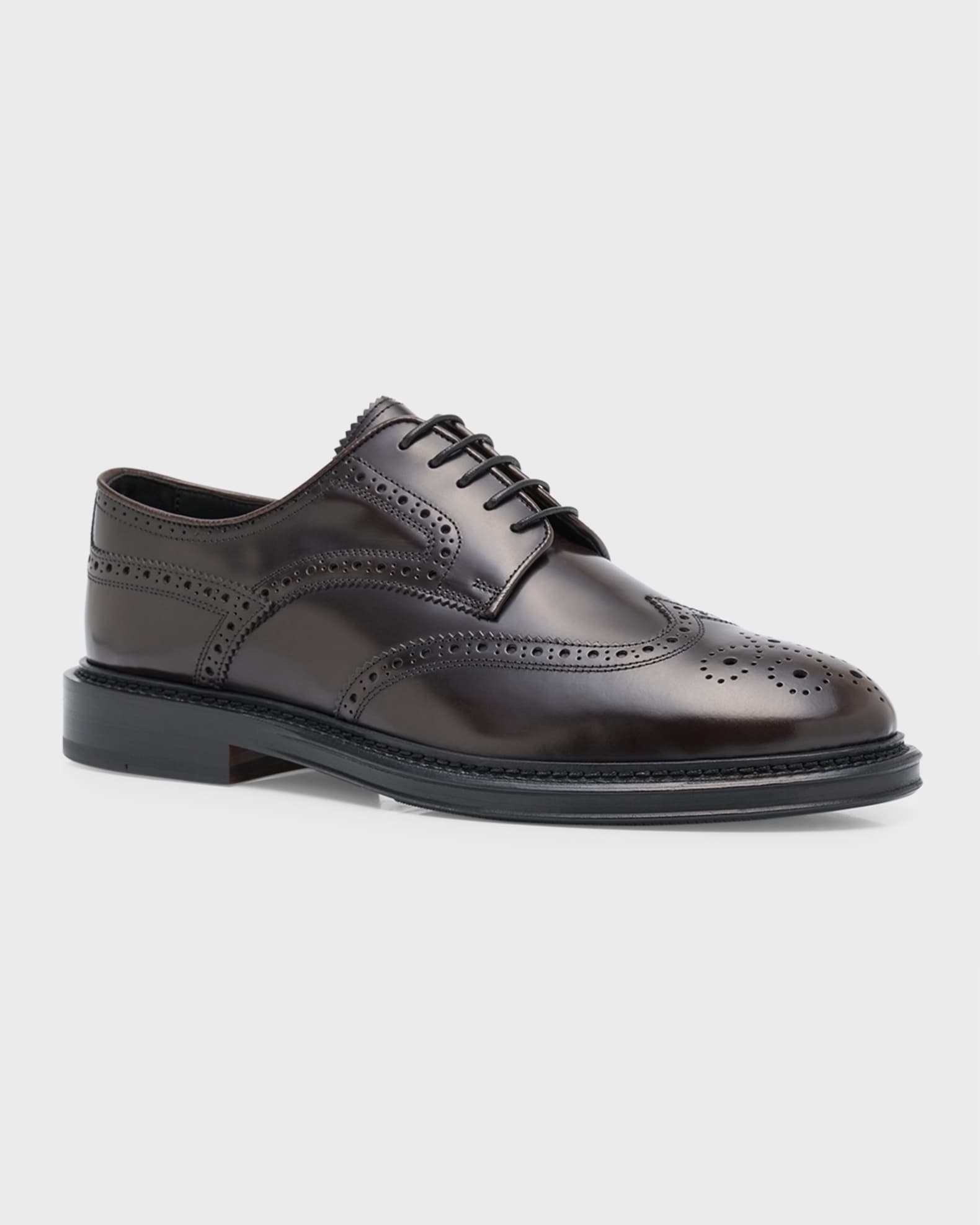 Kiton Men's Wingtip Brogue Leather Derby Shoes | Neiman Marcus