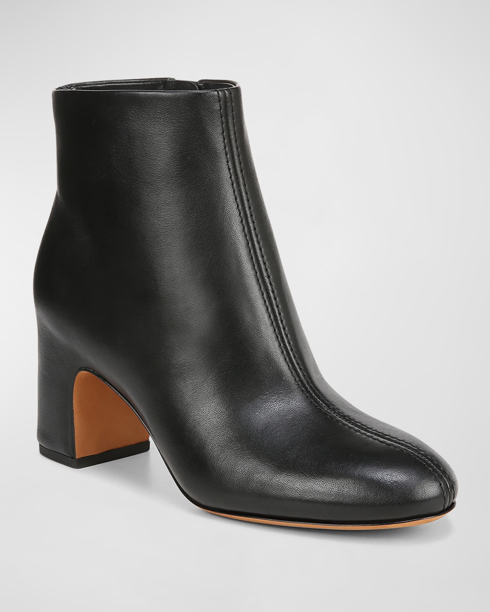 Vince Terri Leather Block-Heel Booties | Neiman Marcus