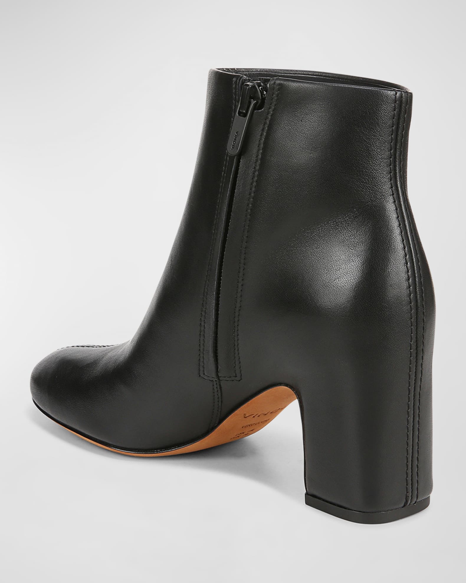 Vince Terri Leather Block-Heel Booties | Neiman Marcus