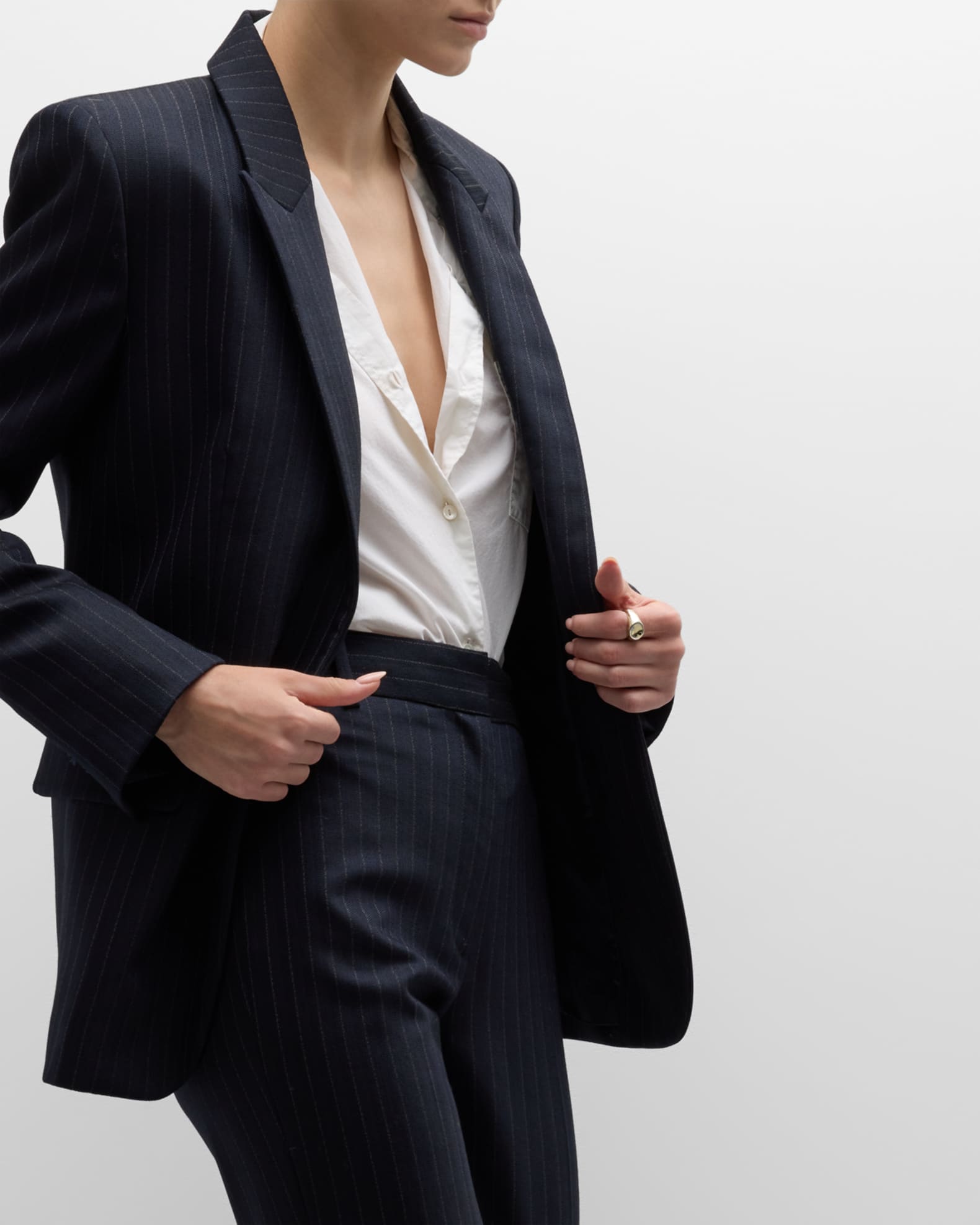 Nili Lotan Adele Pinstripe Tailored Blazer Jacket | Neiman Marcus
