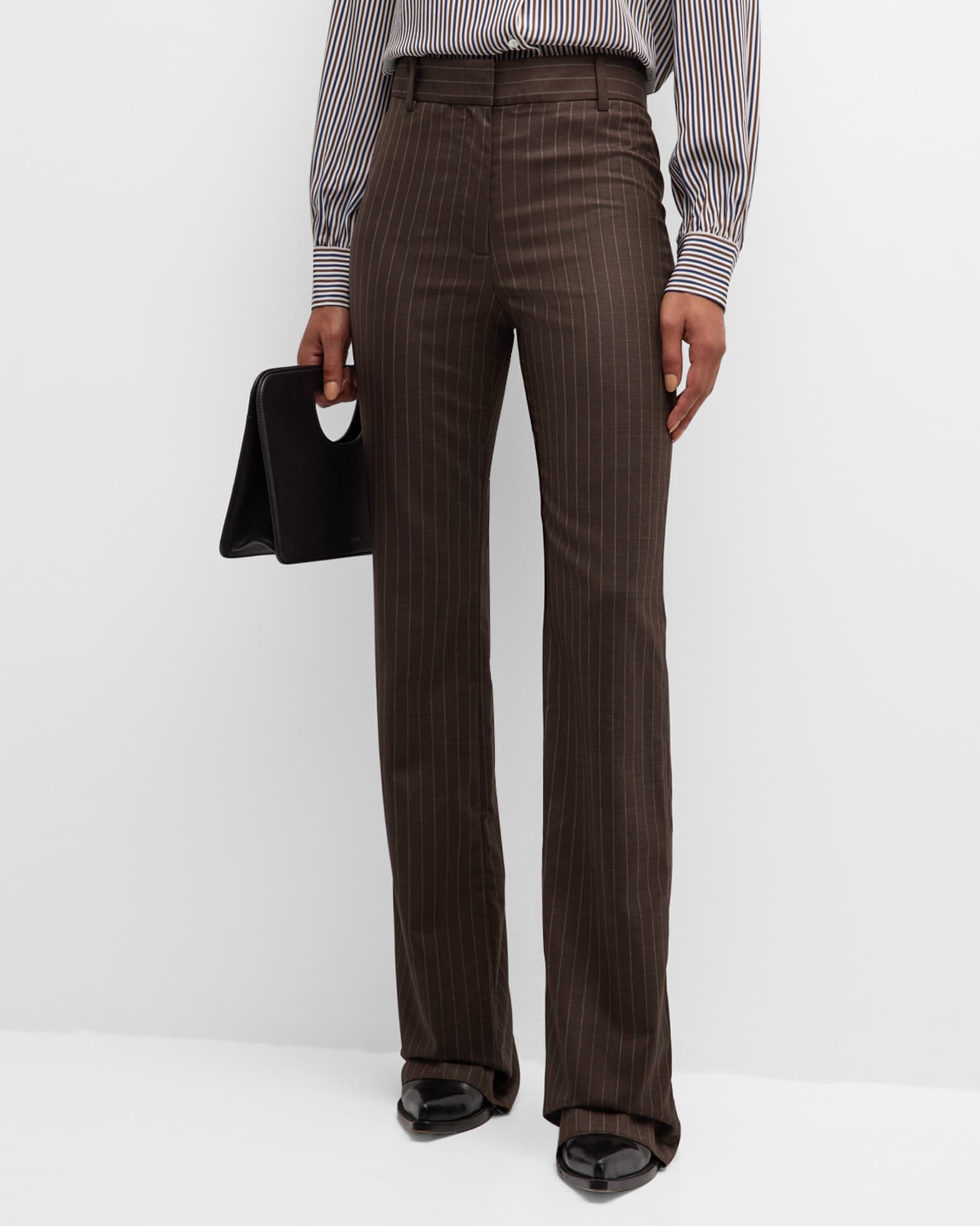 Nili Lotan Corette Pinstripe Stretch-Wool Pants | Neiman Marcus
