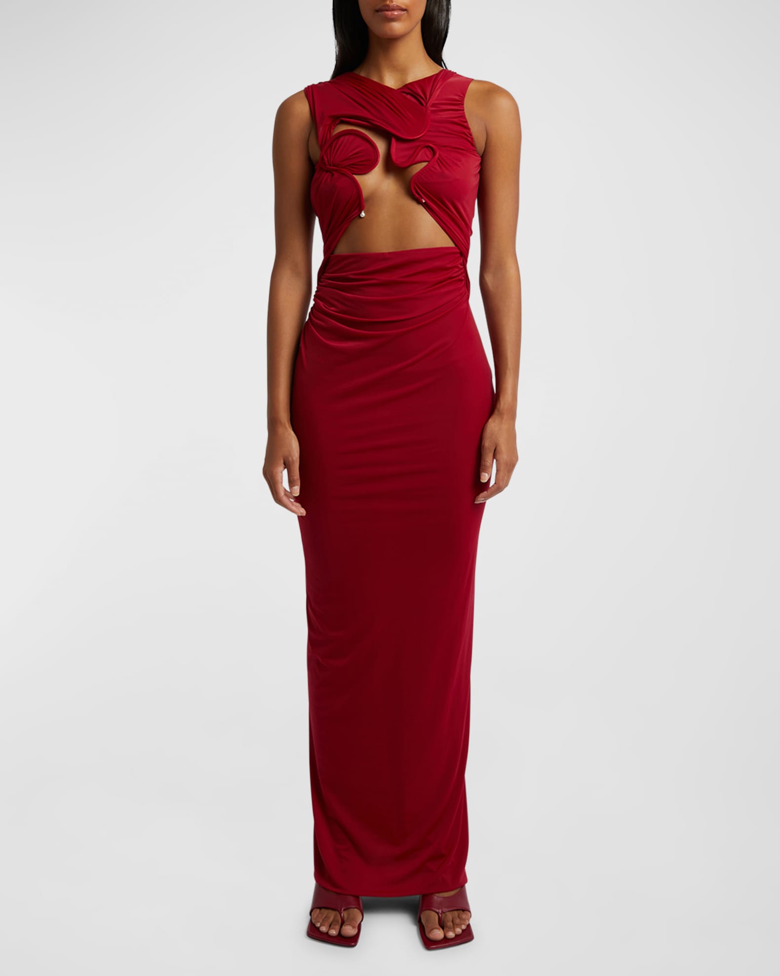 Christopher Esber Venus Column Gown with Wired Cutout Front | Neiman Marcus
