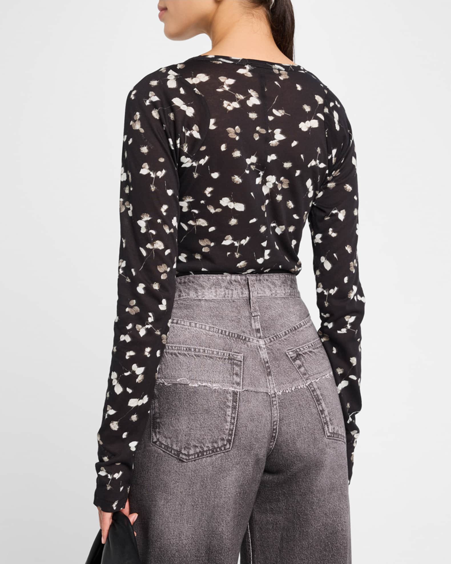 Rag & Bone Shaw Paneled Long-Sleeve Top | Neiman Marcus