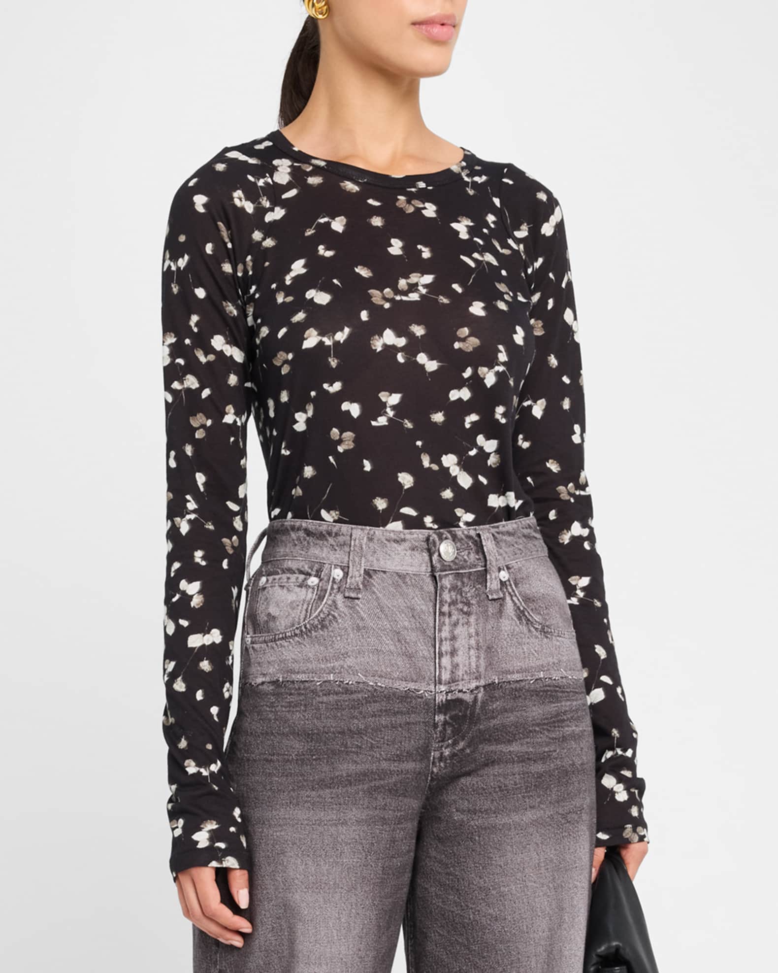Rag & Bone Shaw Paneled Long-Sleeve Top | Neiman Marcus