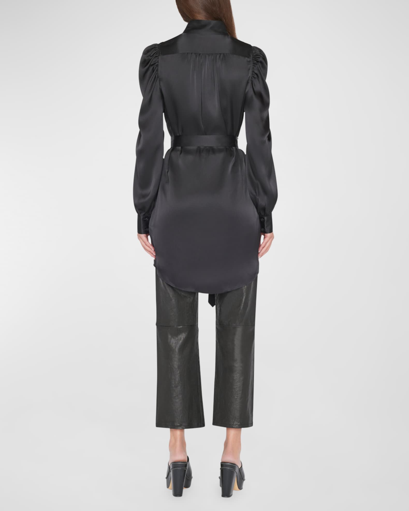 FRAME Gillian Long-Sleeve Silk Mini Dress | Neiman Marcus