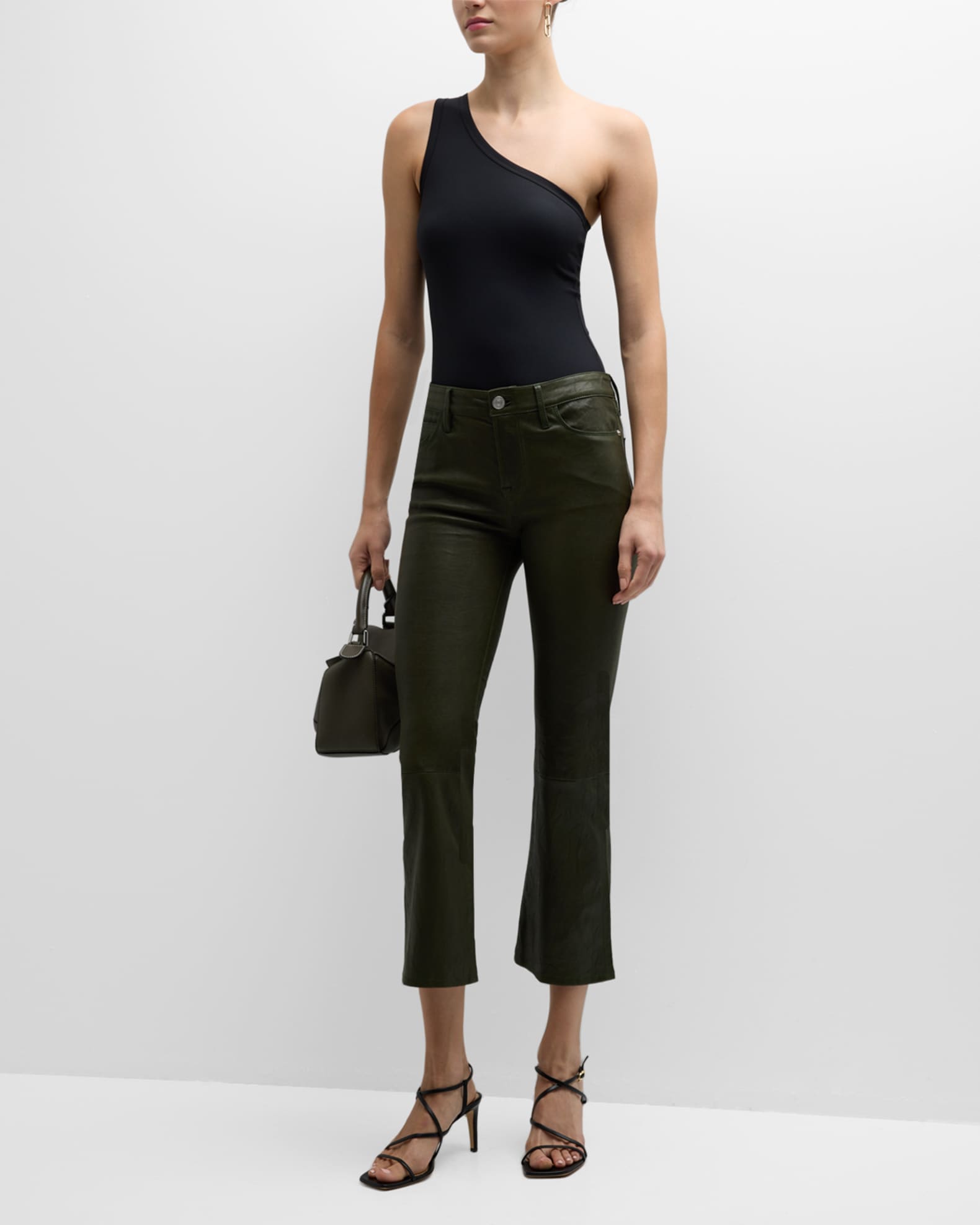 FRAME Le Crop Mini Boot Leather Pants | Neiman Marcus