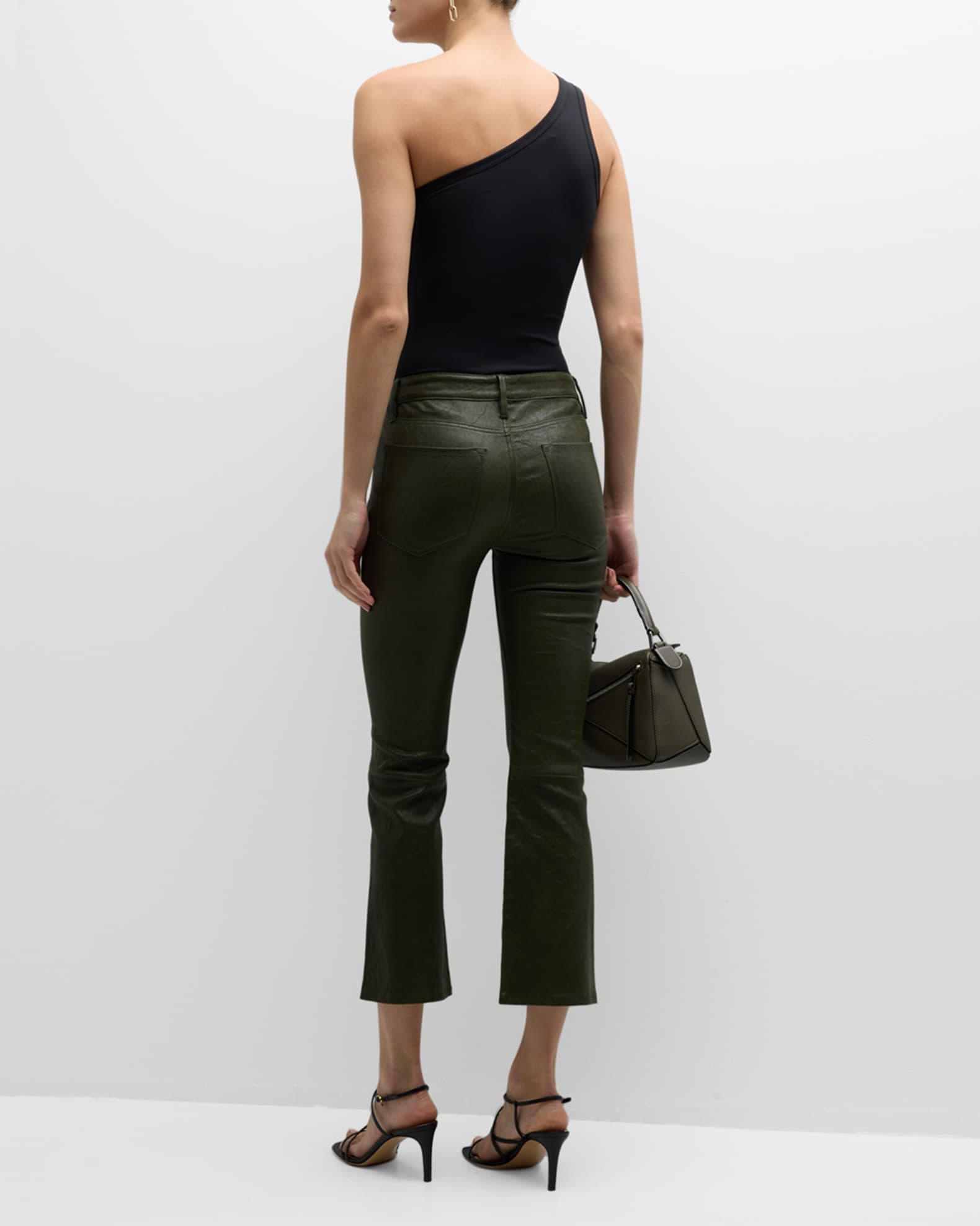 FRAME Le Crop Mini Boot Leather Pants | Neiman Marcus